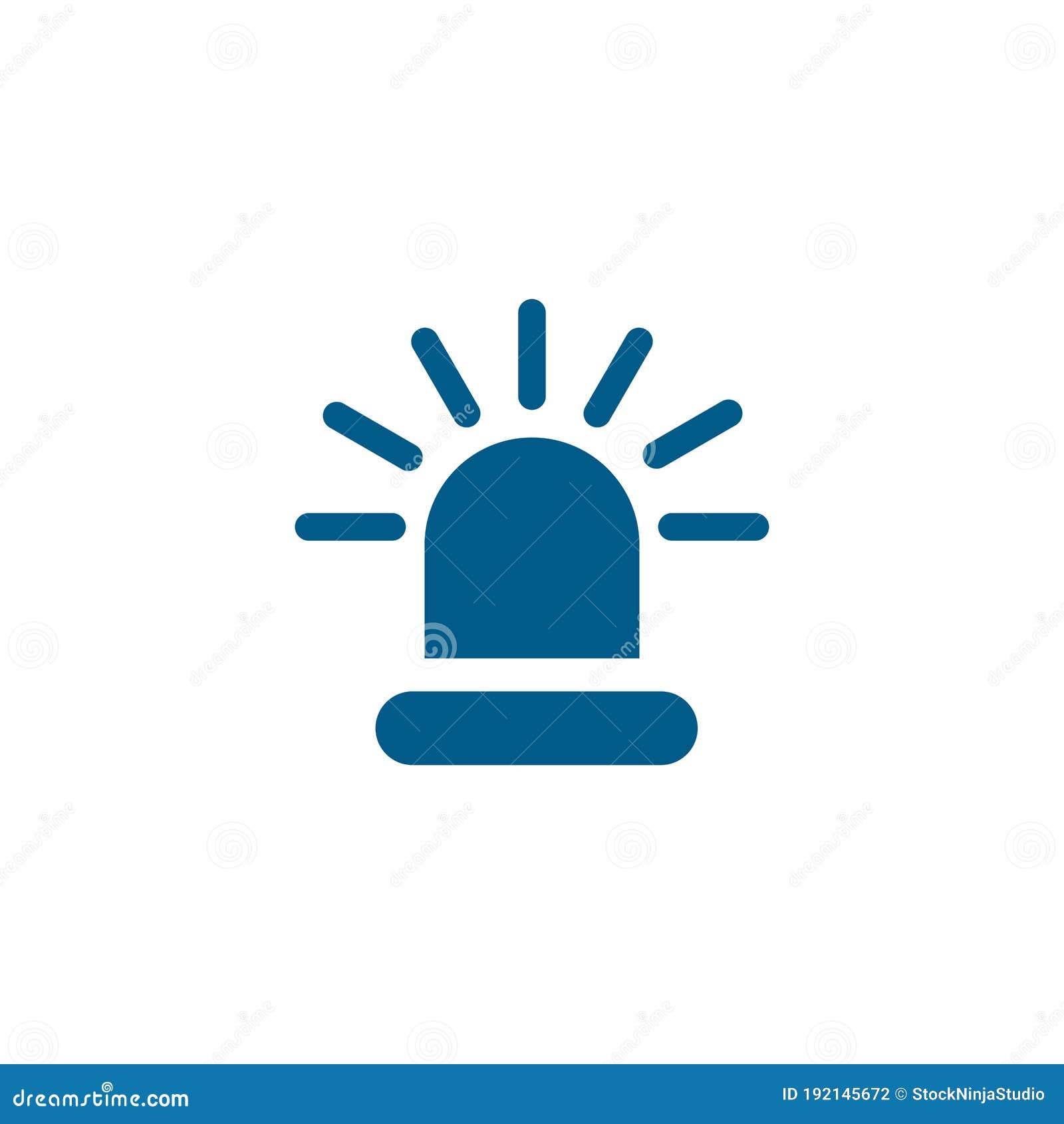Siren Light Blue Icon on White Background. Blue Flat Style Vector ...