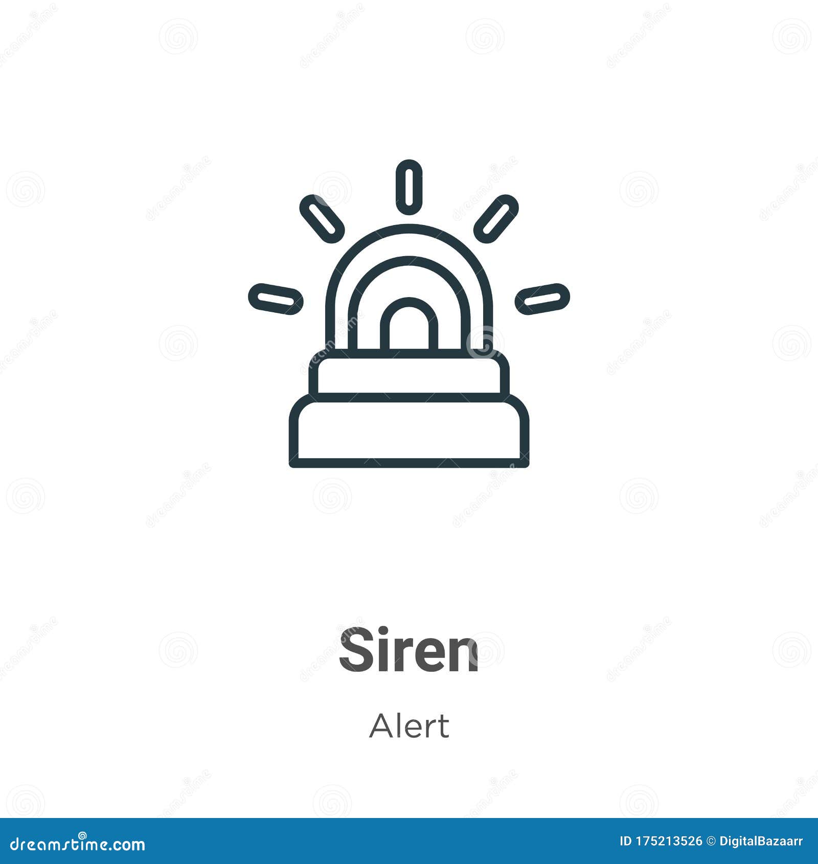 Siren Outline Vector Icon. Thin Line Black Siren Icon, Flat Vector ...