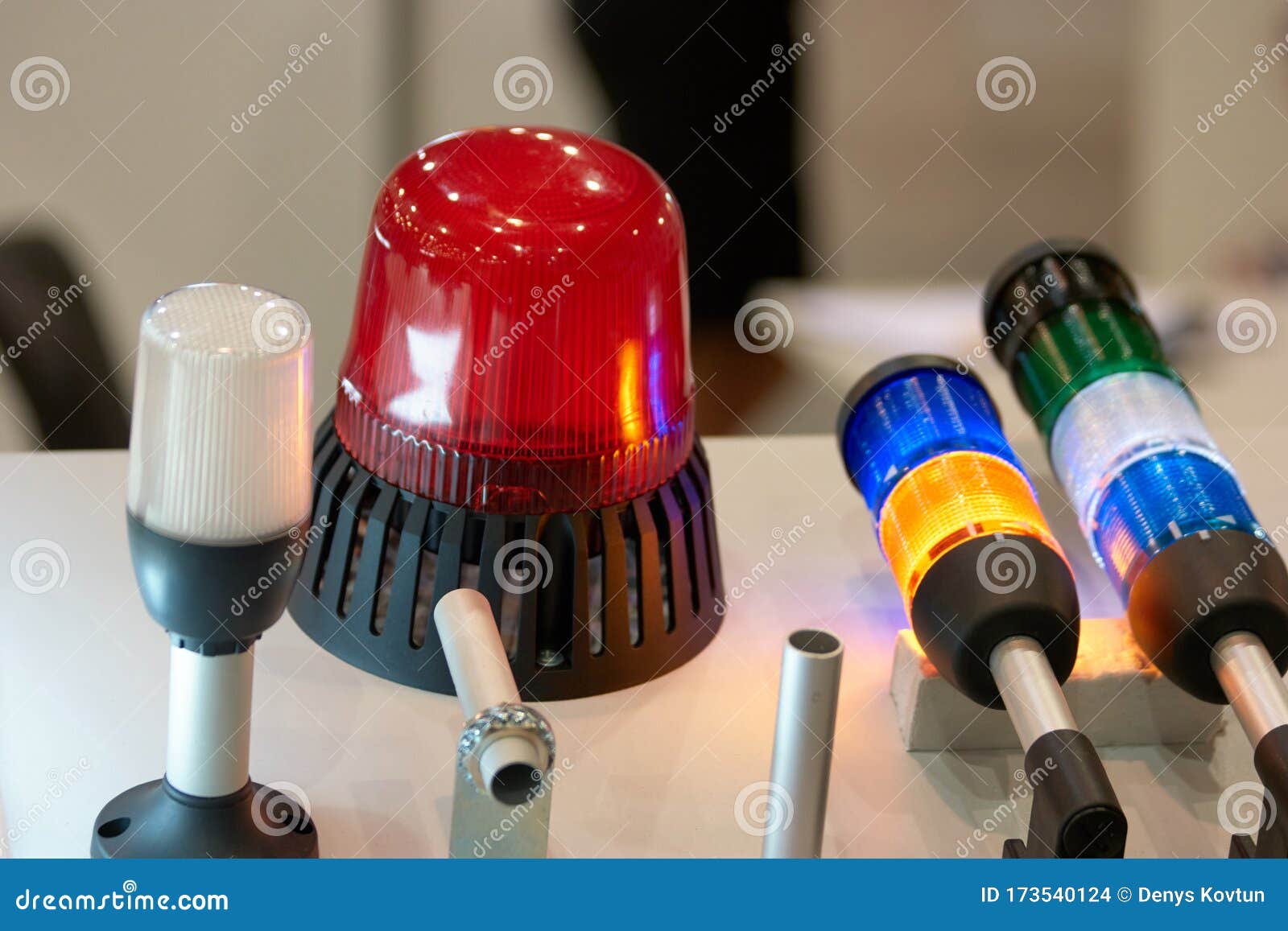 Siren Red Lamp on a Machine Panel. Stock Photo - Image of attention ...