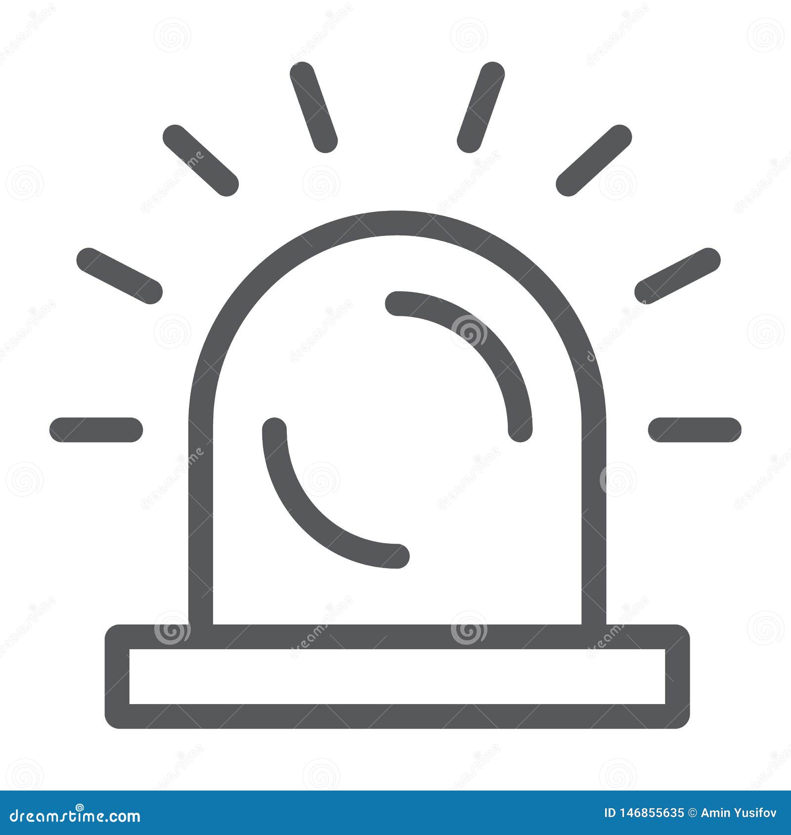 Siren Thin Line Icon, Light and Caution, Alarm Sign, Vector Graphics, a ...