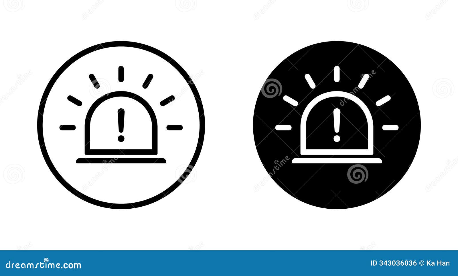 Siren Warning Light Icon on Black Circle. Emergency Lamp Sign Symbol ...
