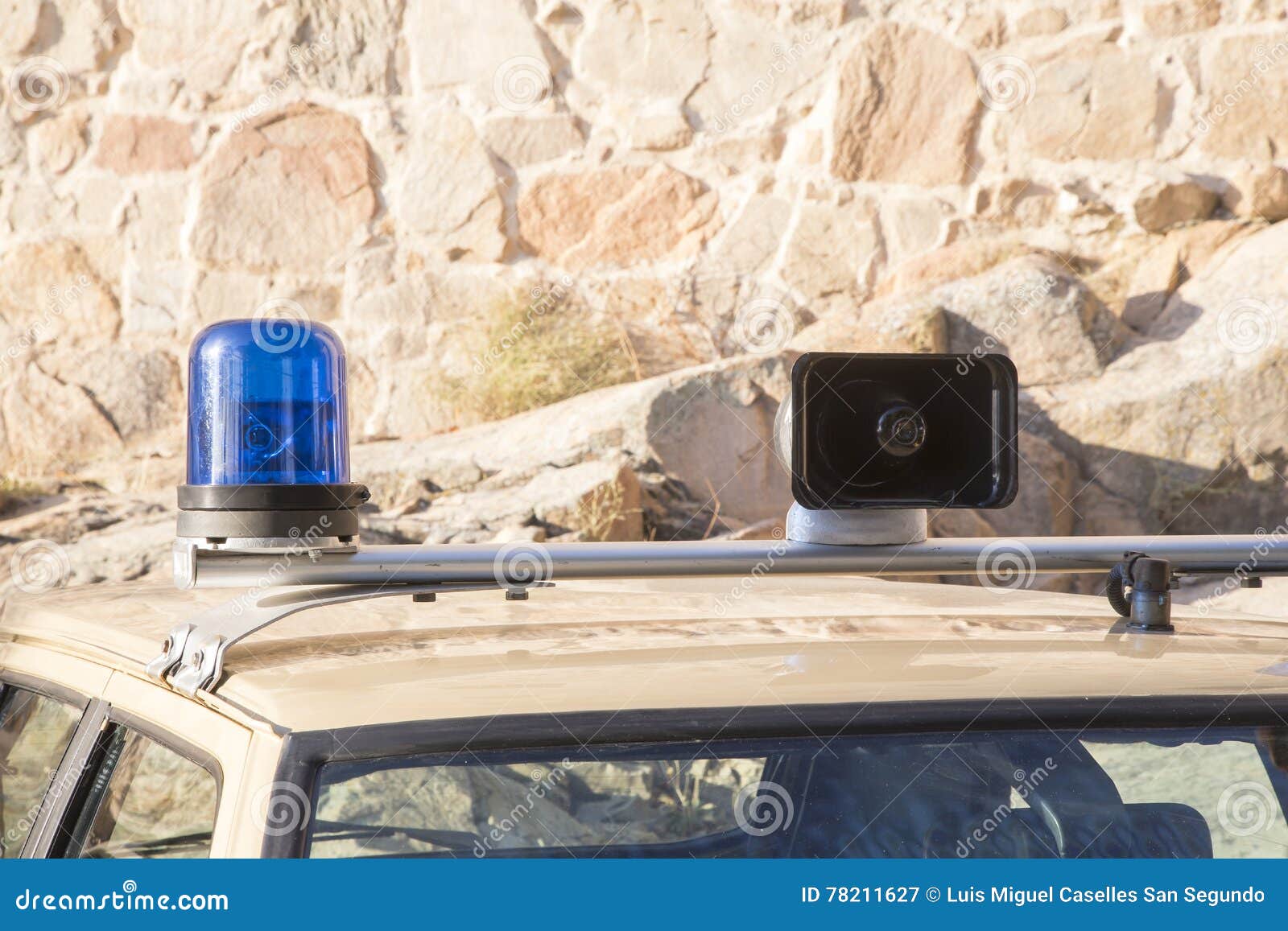 Sirens and Lights of an Old Police Car Stock Image - Image of vehicle ...