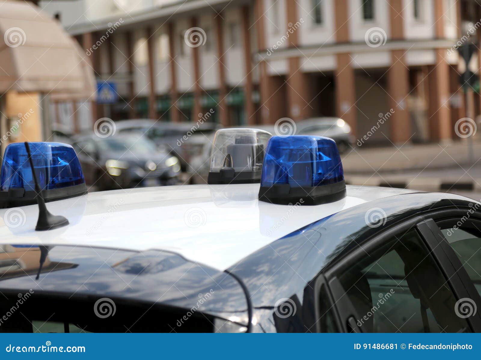 Sirens of Police Car during a Control Checkpoint Stock Image - Image of ...