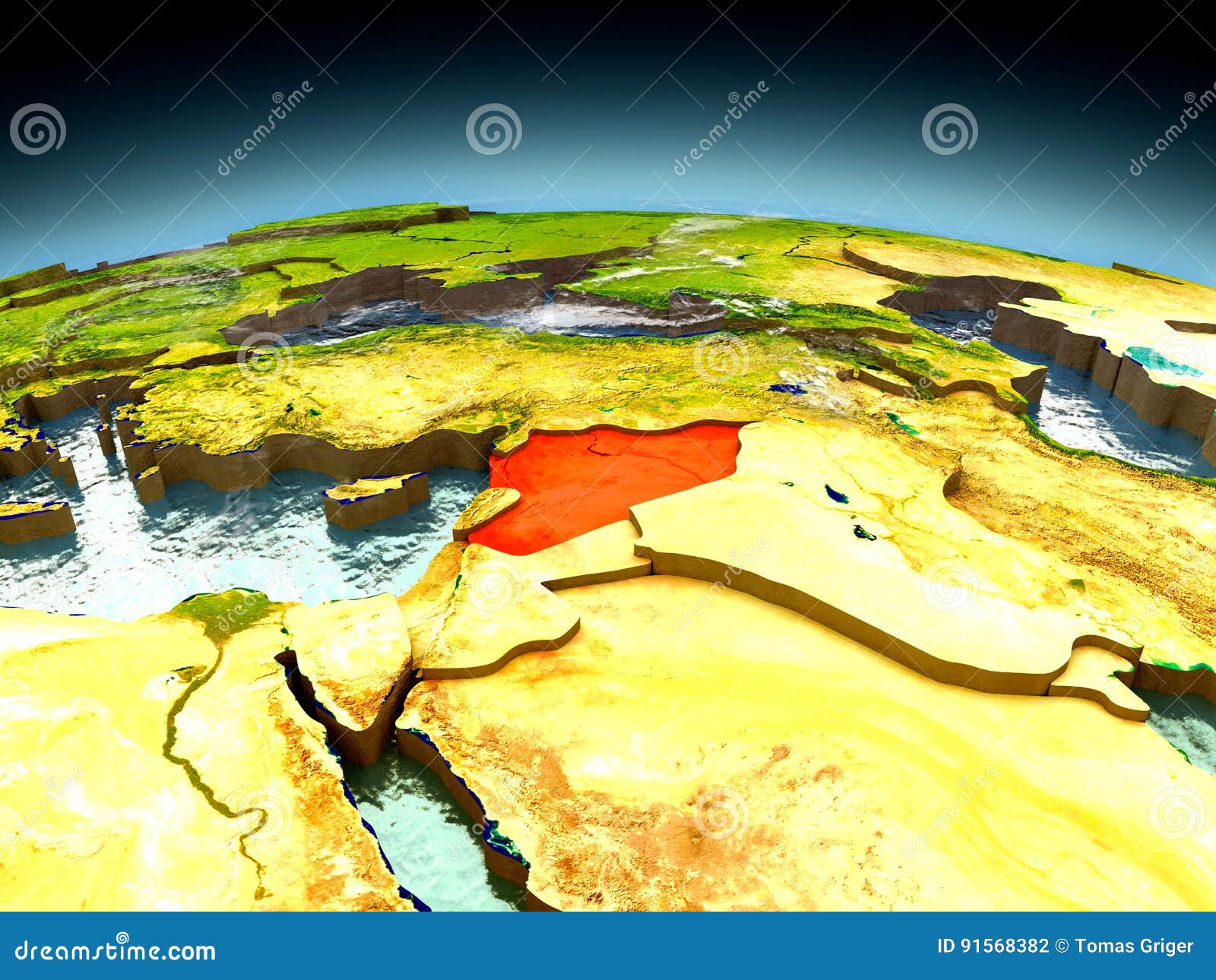 Siria En El Modelo De La Tierra Stock de ilustración - Ilustración de ...
