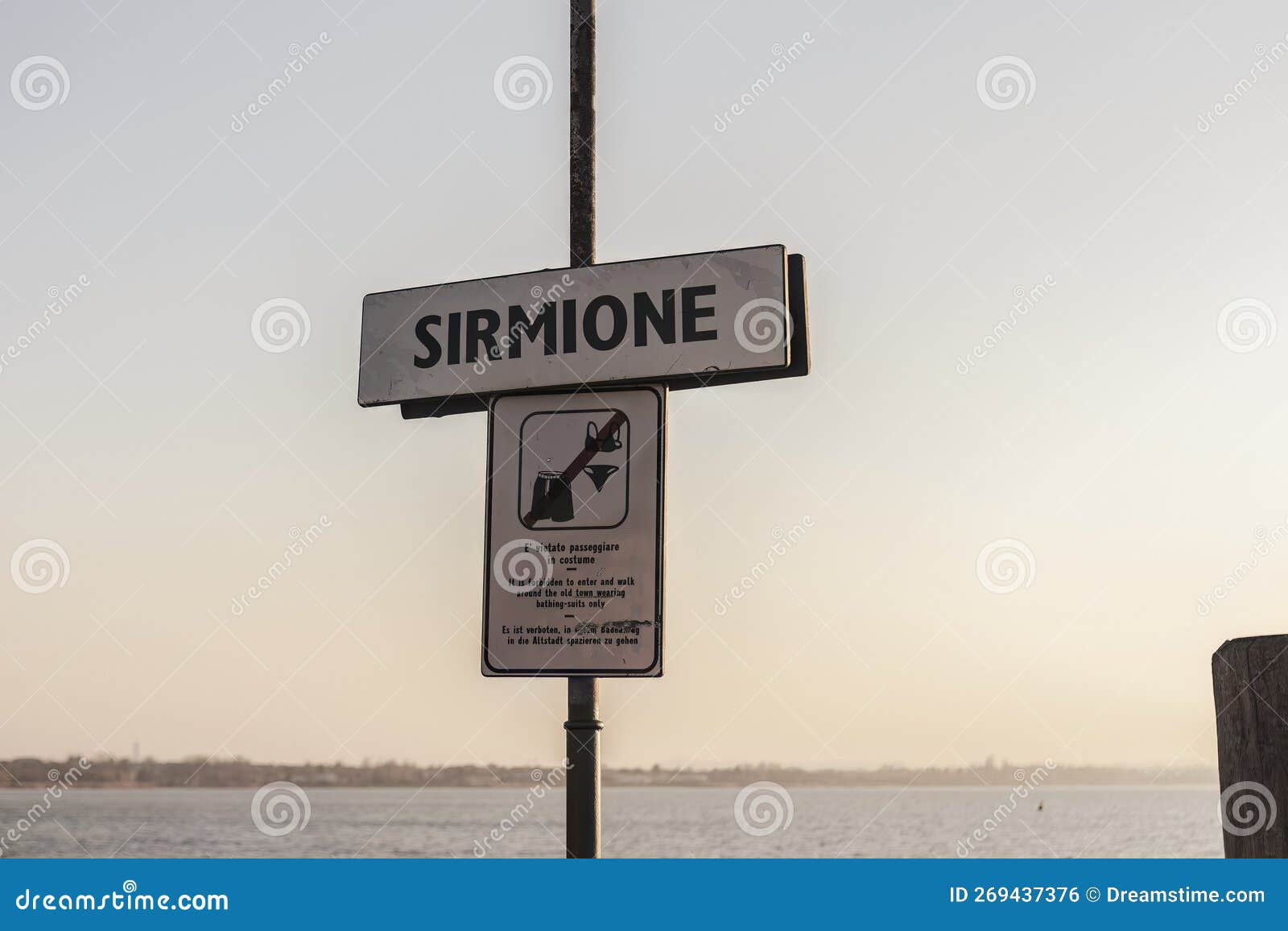 Sirmione sign detail editorial photo. Image of wall - 269437376