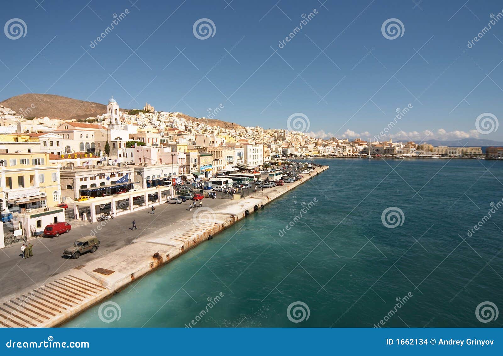 Siros, Greece stock photo. Image of port, blue, belltower - 1662134
