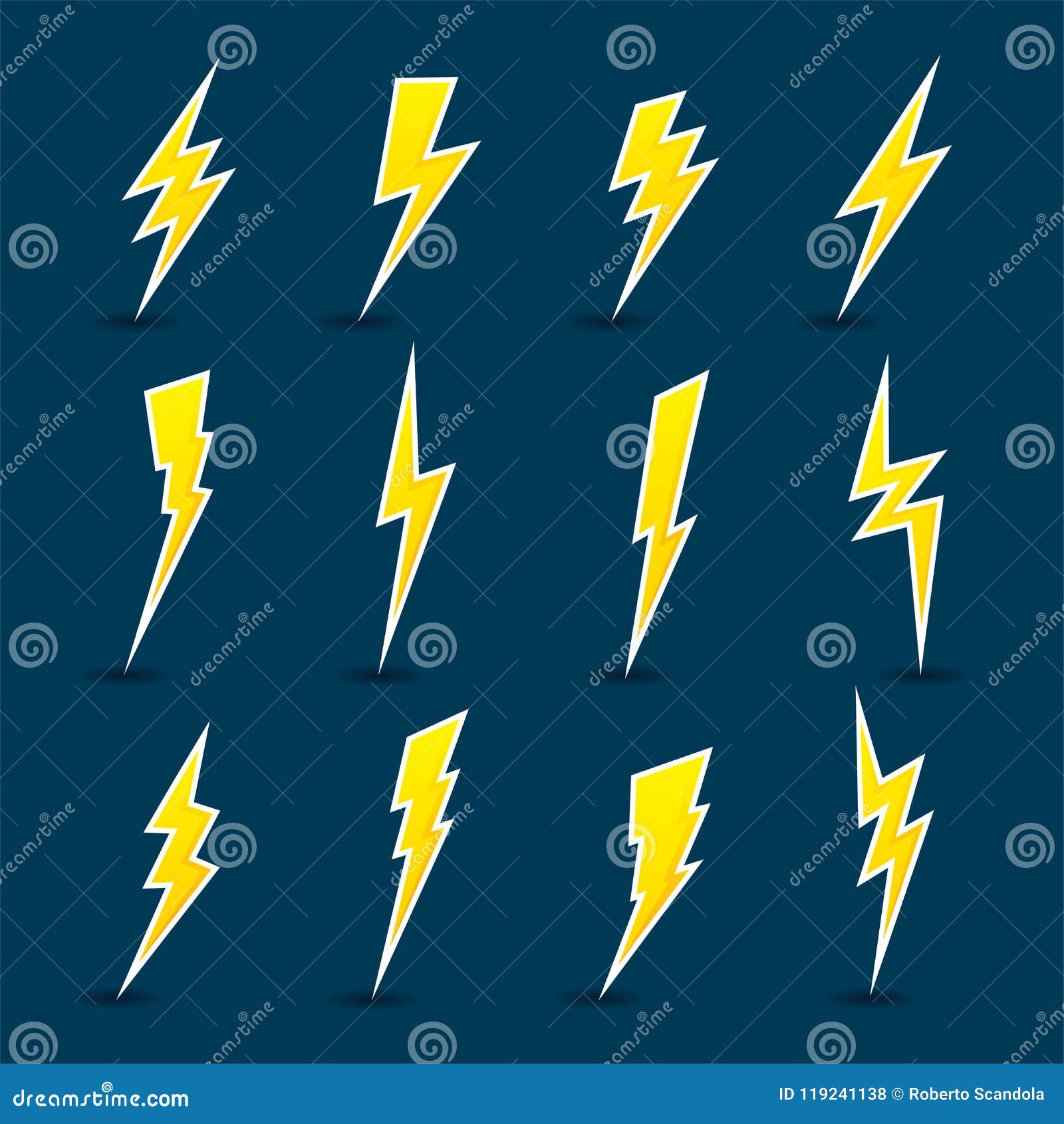 Sistema Amarillo Del Vector Del Rayo Ilustración del Vector ...