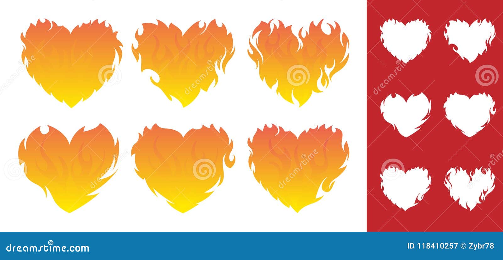 Sistema Ardiente Del Icono Del Corazón Ilustración del Vector ...