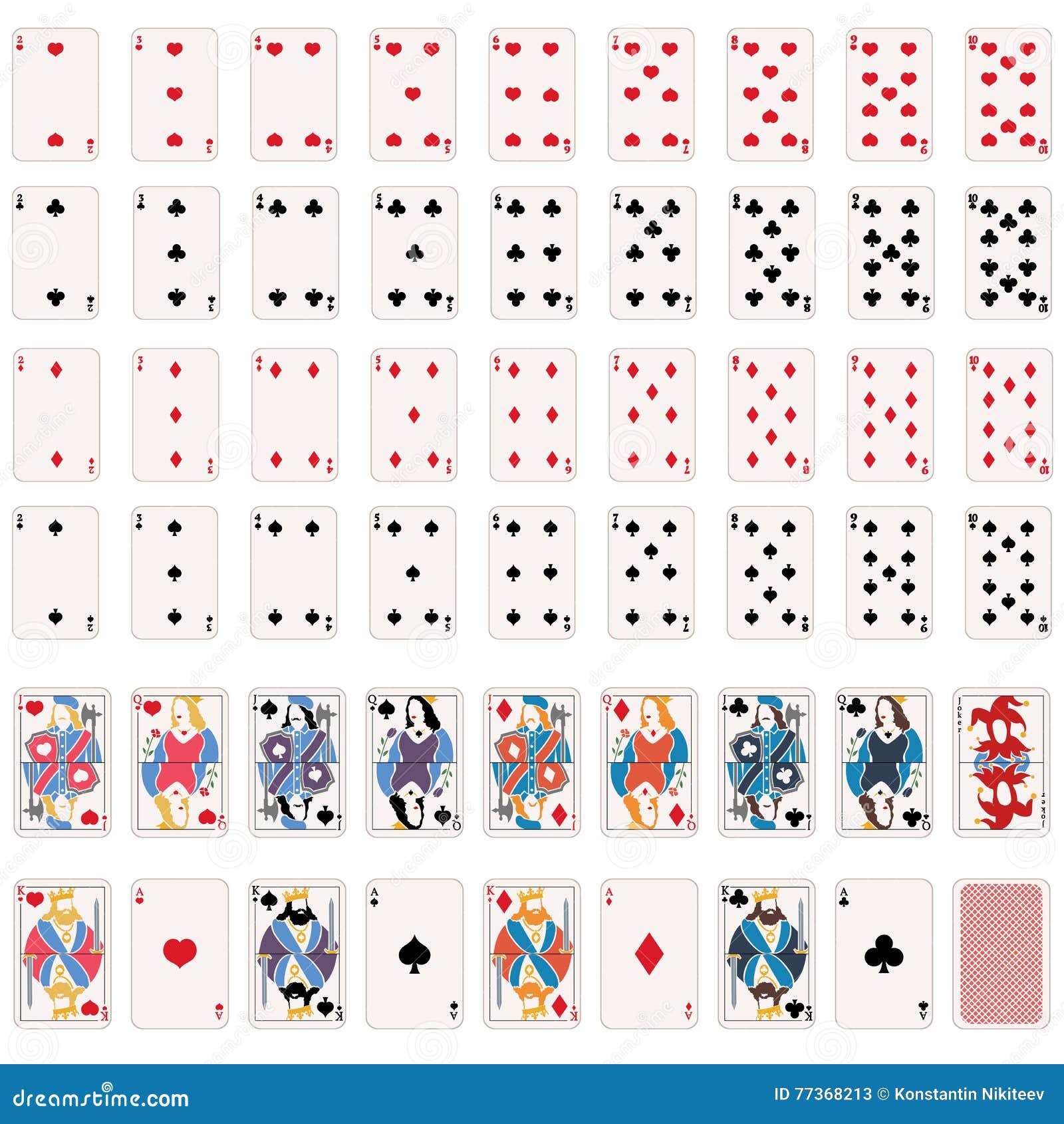 Sistema Completo Del Vector De Naipes Ilustración del Vector ...