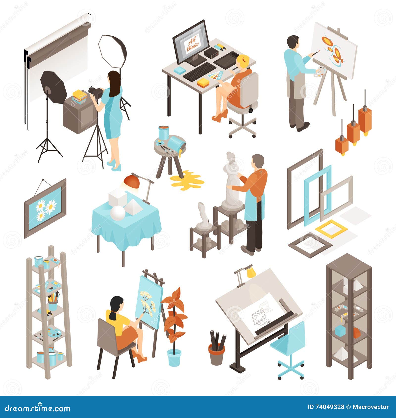 Sistema De Art Photo Design Studio Isometric Ilustración del Vector - Ilustración de elementos ...