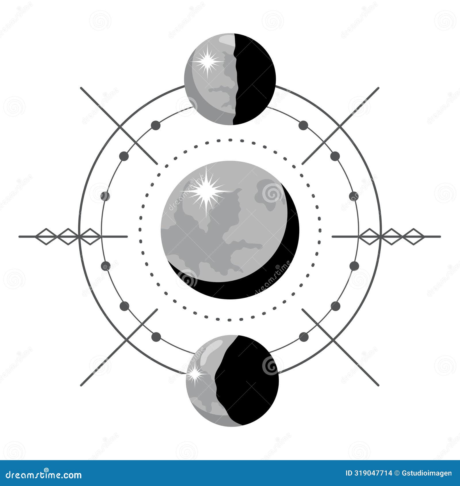 Sistema De Astrologia Das Fases Da Lua Ilustração do Vetor - Ilustração ...