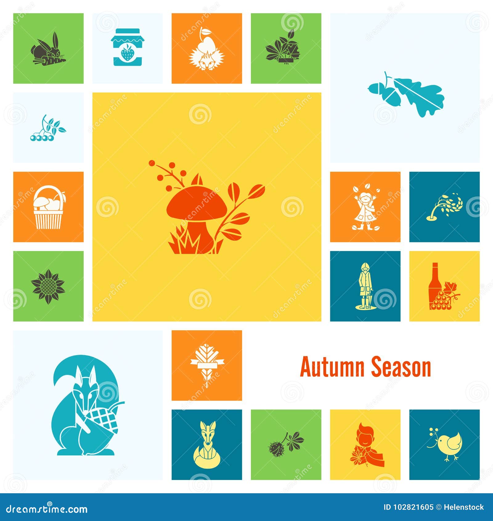 Sistema De Autumn Icons Plano Ilustración del Vector - Ilustración de ...