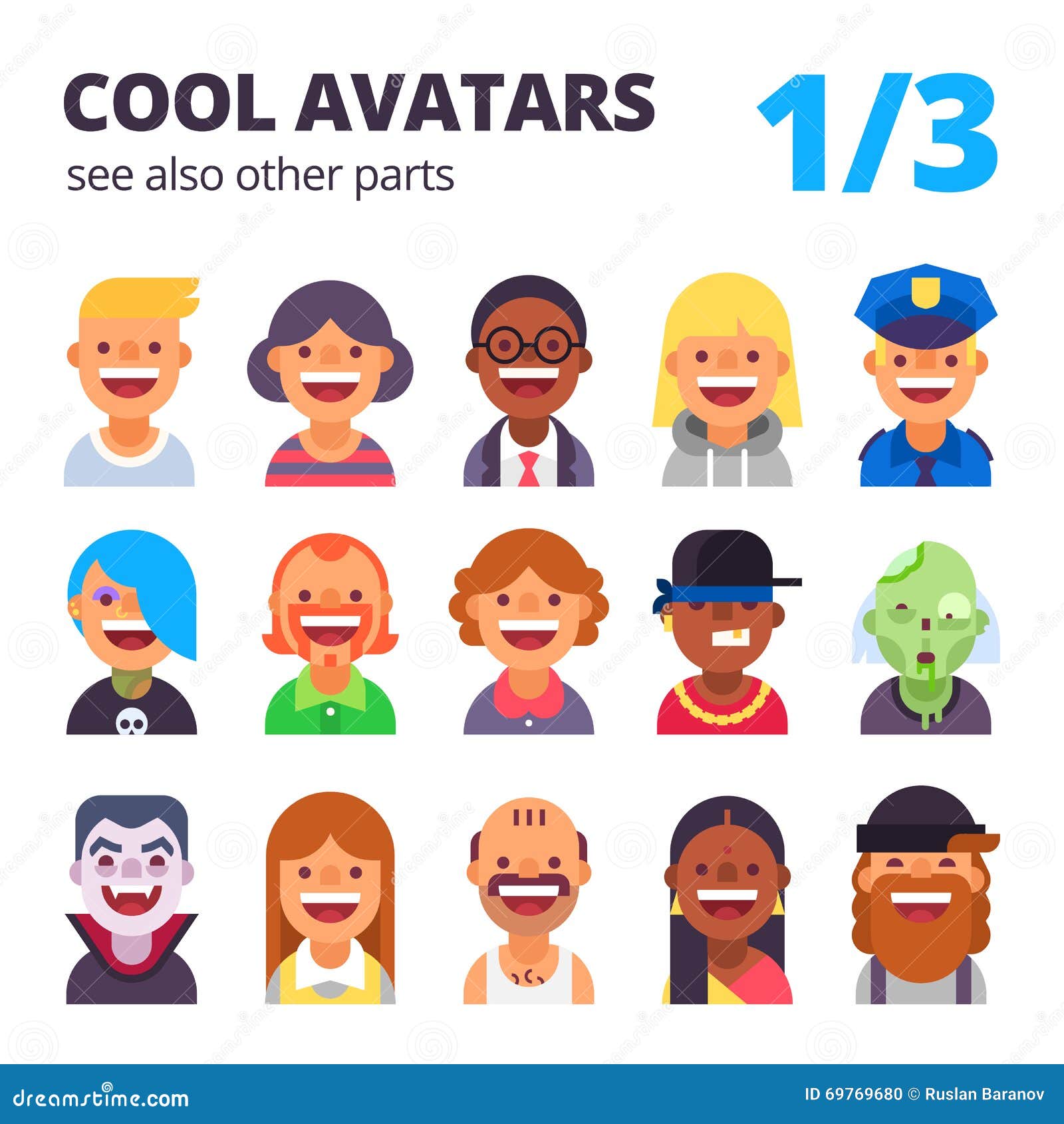 Sistema De Avatares Planos Frescos Ilustración del Vector - Ilustración ...