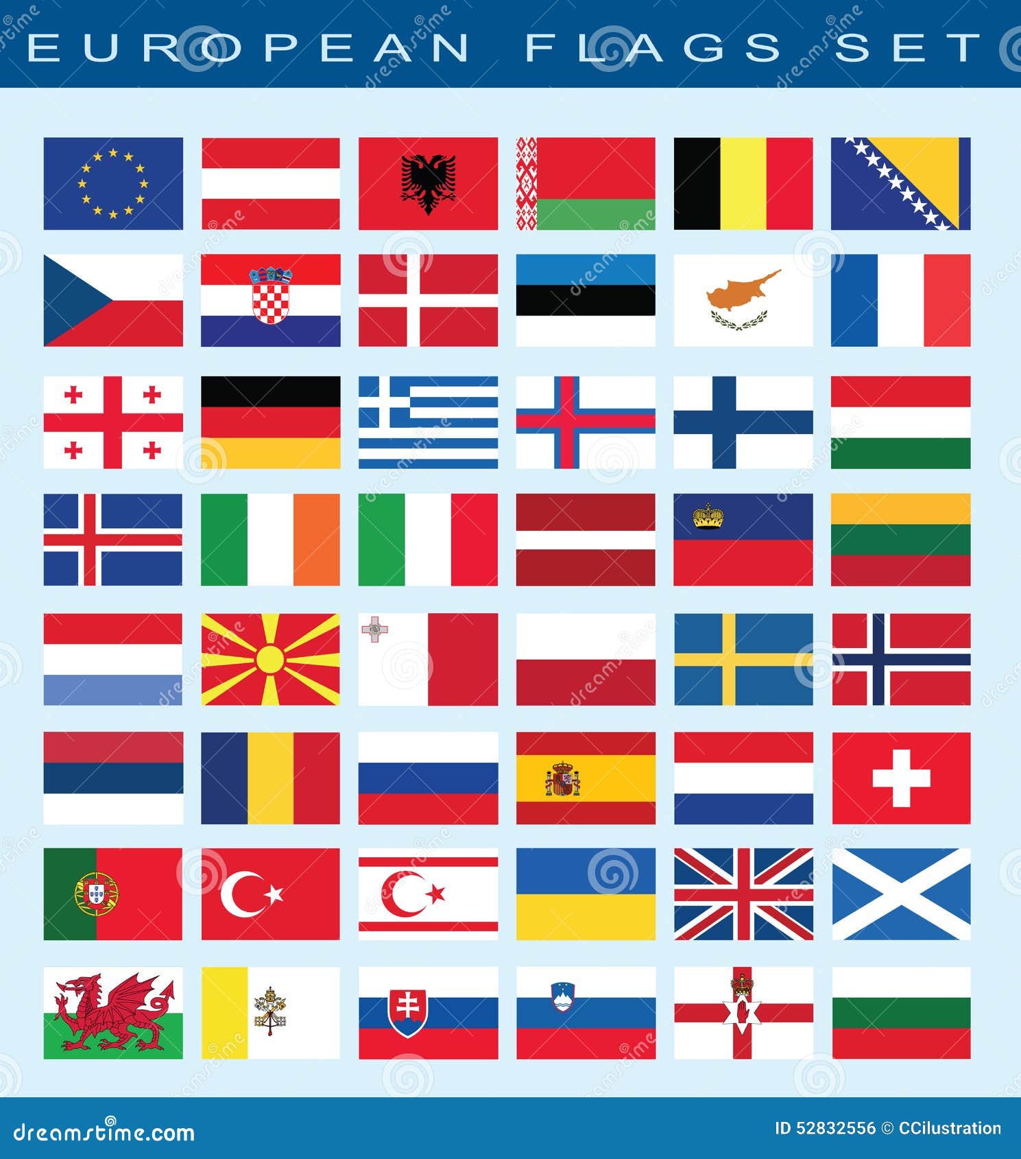 Sistema De Banderas Europeas, Ejemplo Del Vector Ilustración del Vector ...