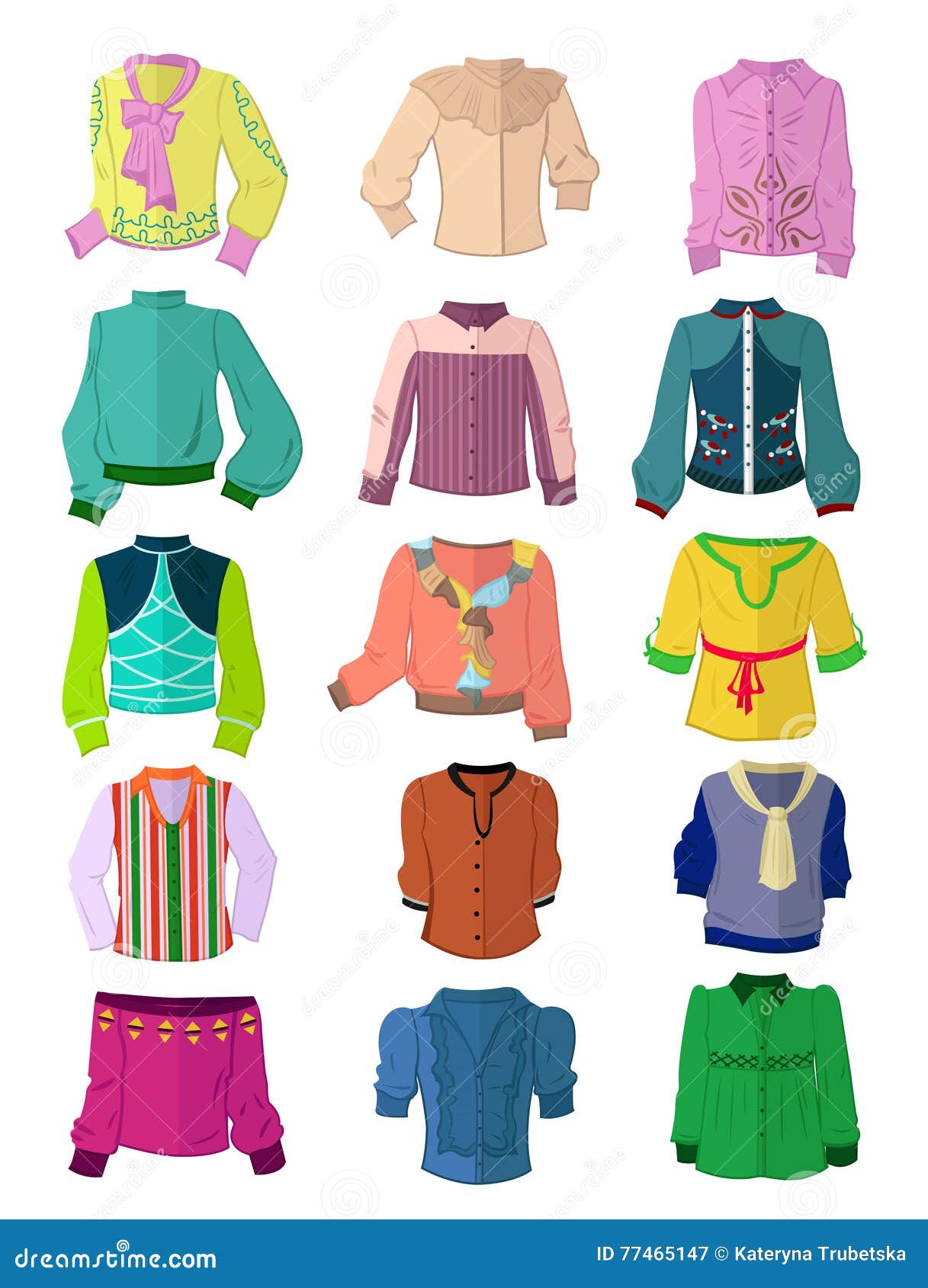 Sistema De Blusas En Diseño Plano Ilustración del Vector - Ilustración ...