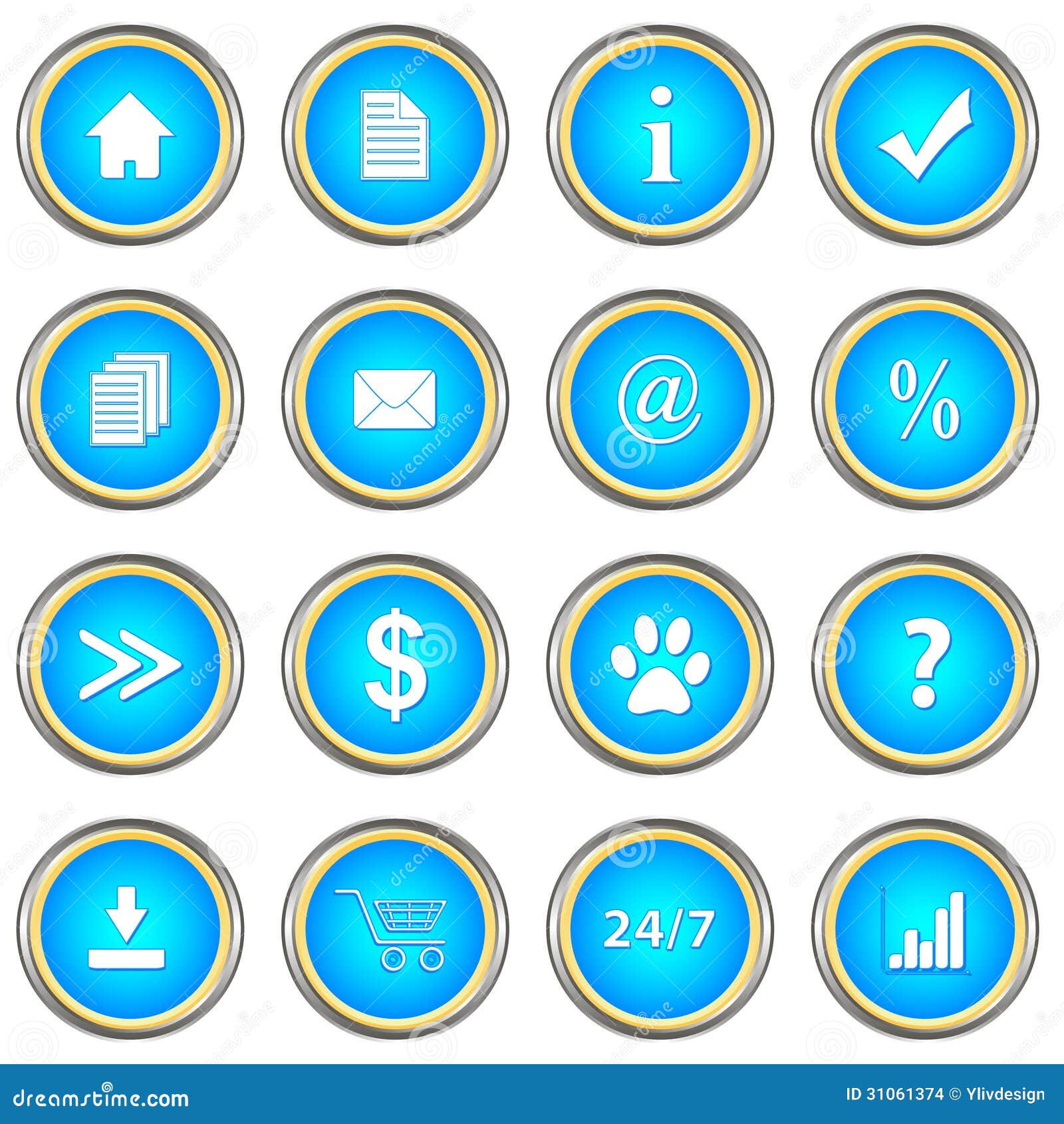 Sistema de botones azules ilustración del vector. Ilustración de ...