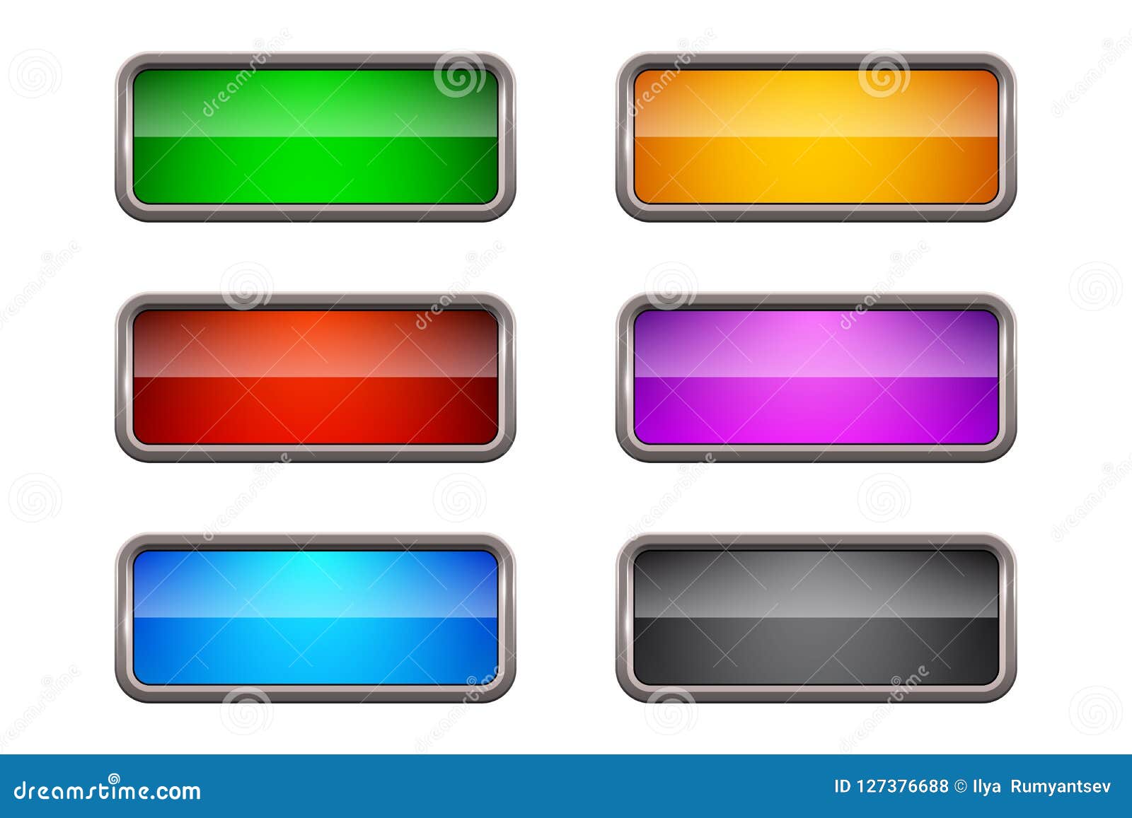 Sistema De Botones Rectangulares Coloreados Del Web Del Vector ...