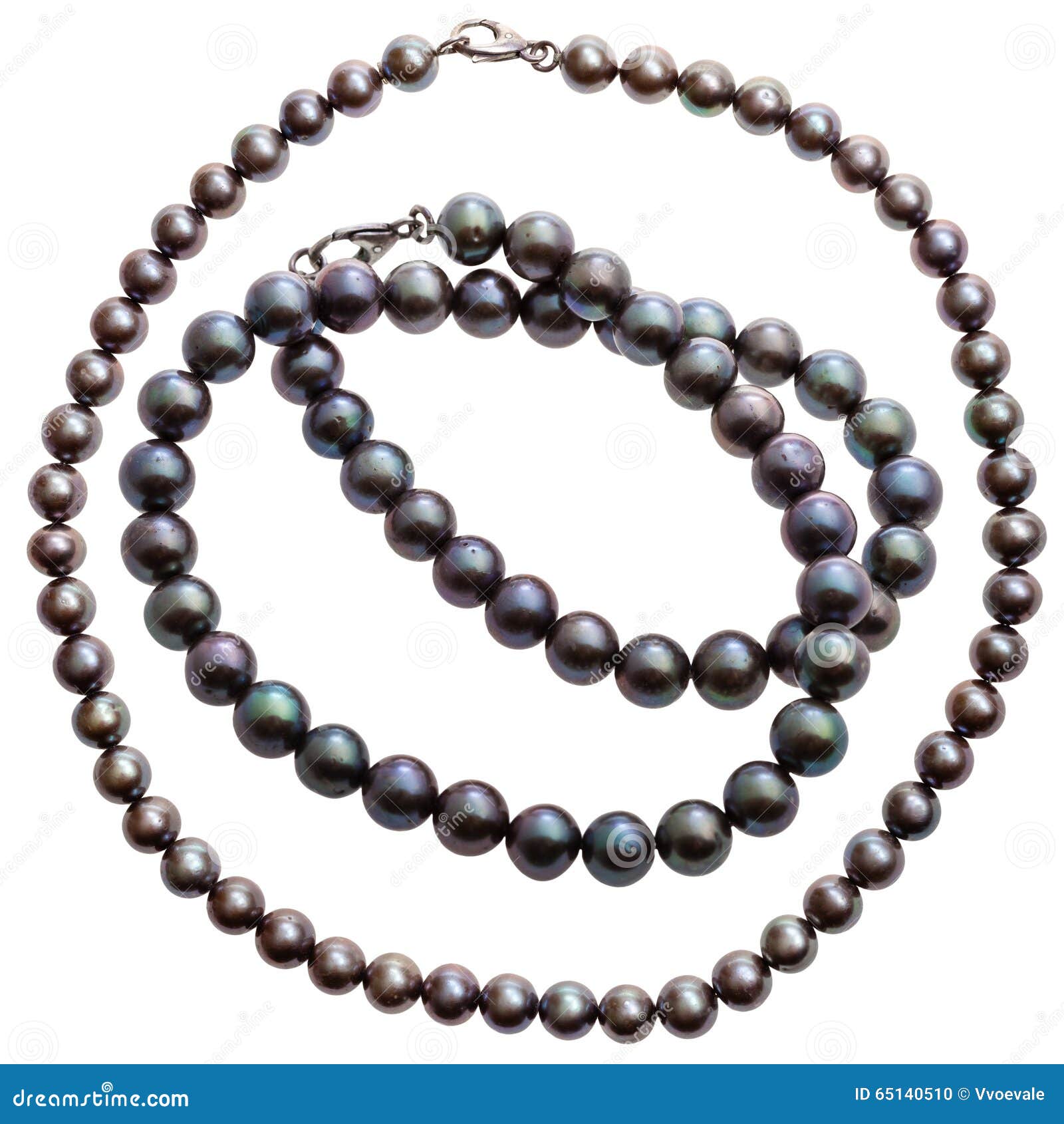 Sistema De Collares De Las Perlas Negras Naturales Foto de archivo ...