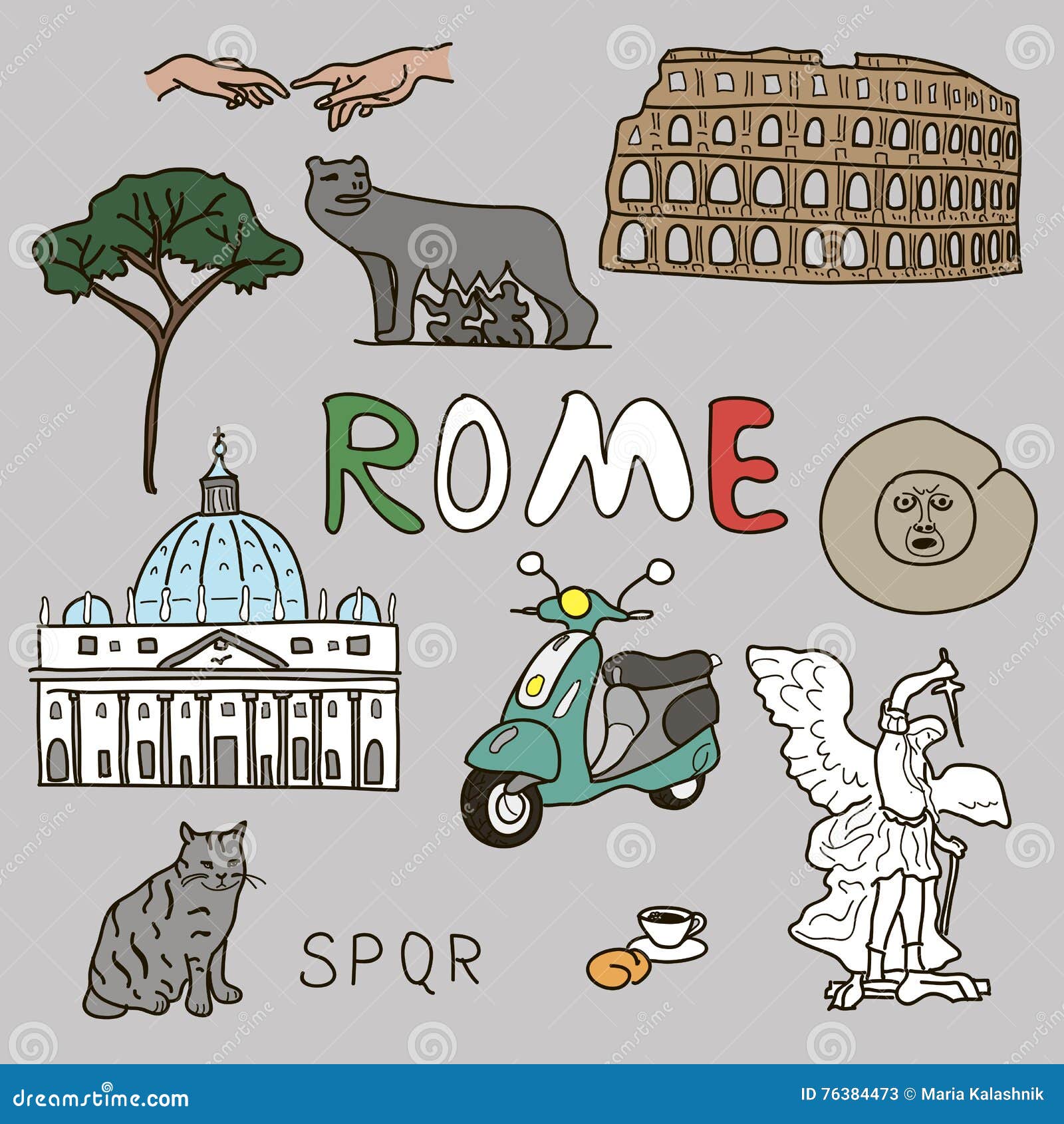 Sistema De Color De Los Símbolos De Roma Ilustración del Vector ...