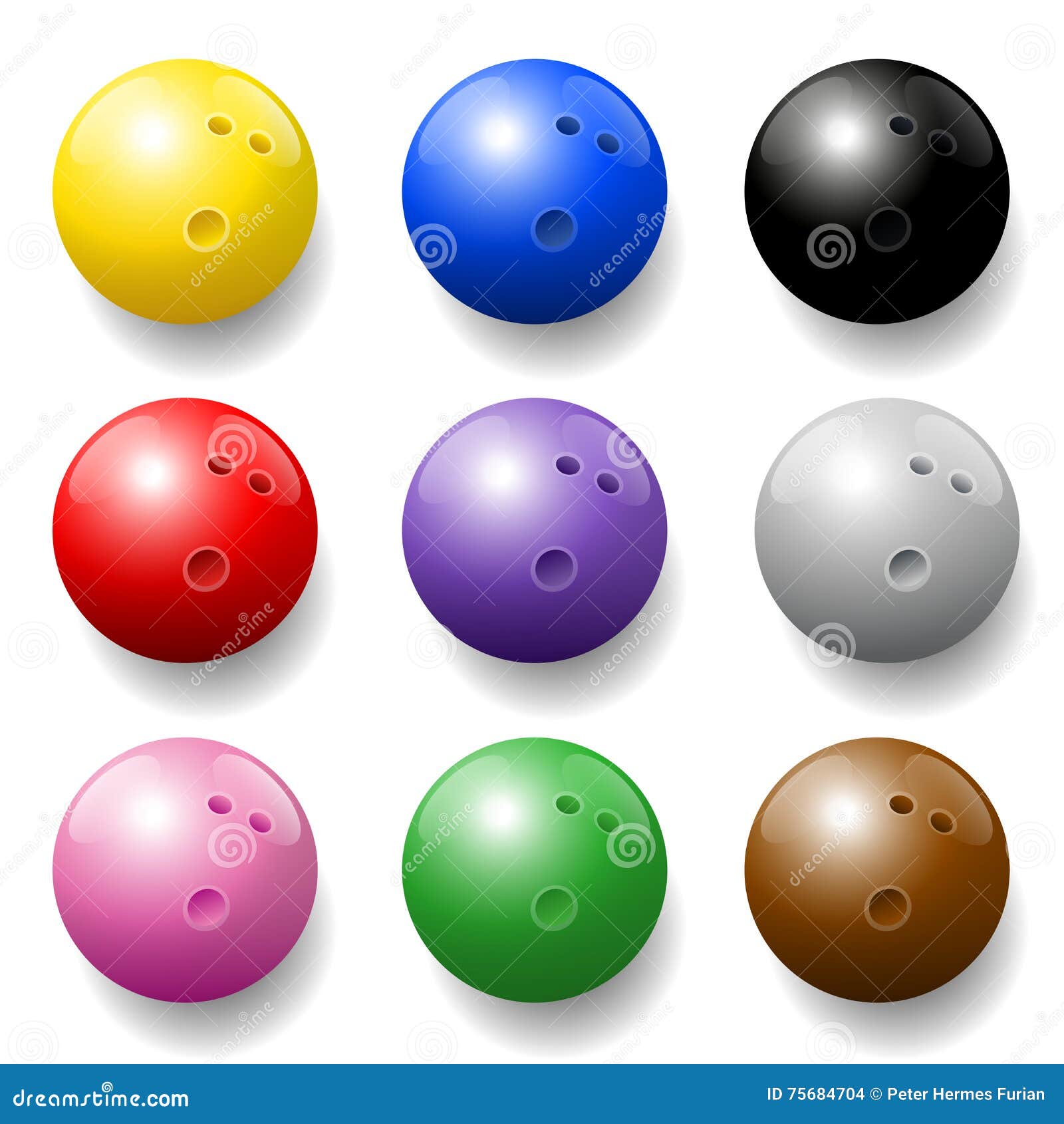 Sistema De Colores De Las Bolas De Bolos Ilustración del Vector ...