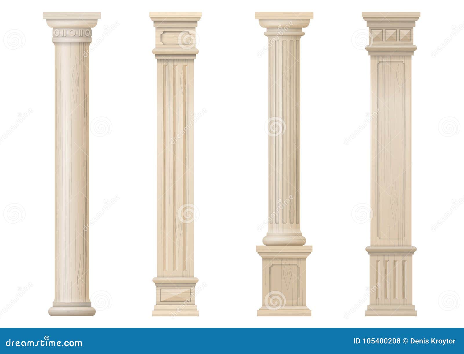 Sistema De Columnas De Madera Clásicas Stock de ilustración ...