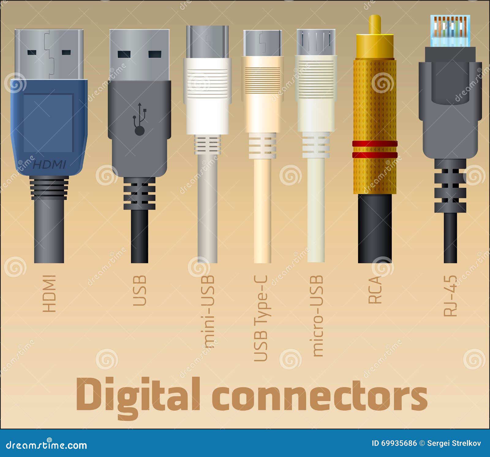 Sistema De Conectores Digitales Ilustración del Vector - Ilustración de ...