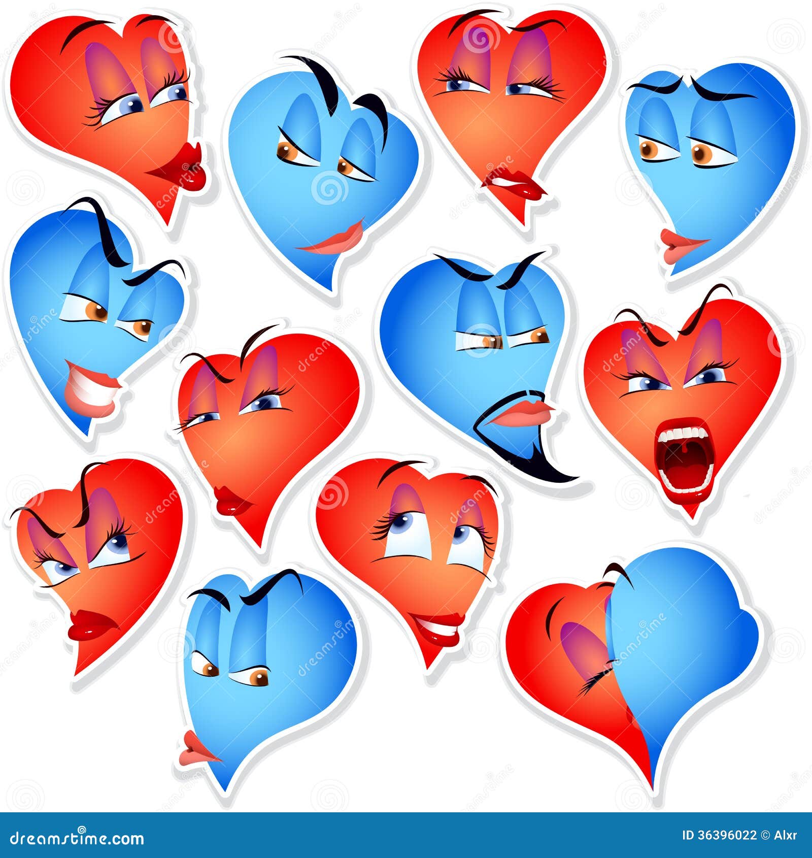 Sistema De Corazones Con Emociones Ilustración del Vector - Ilustración ...