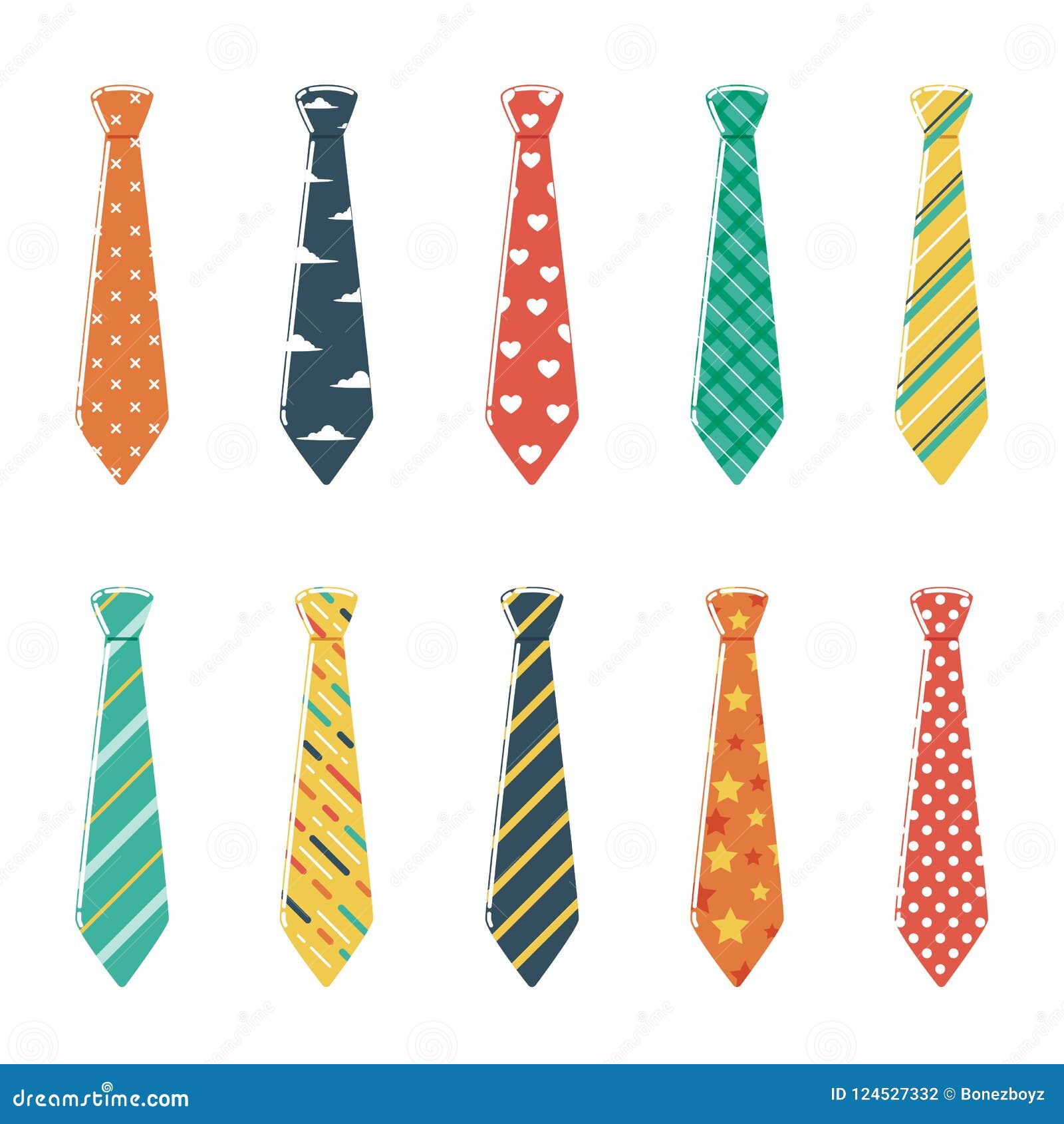 Sistema De Corbatas Con Diversos Colores Y Modelos Ilustración del ...