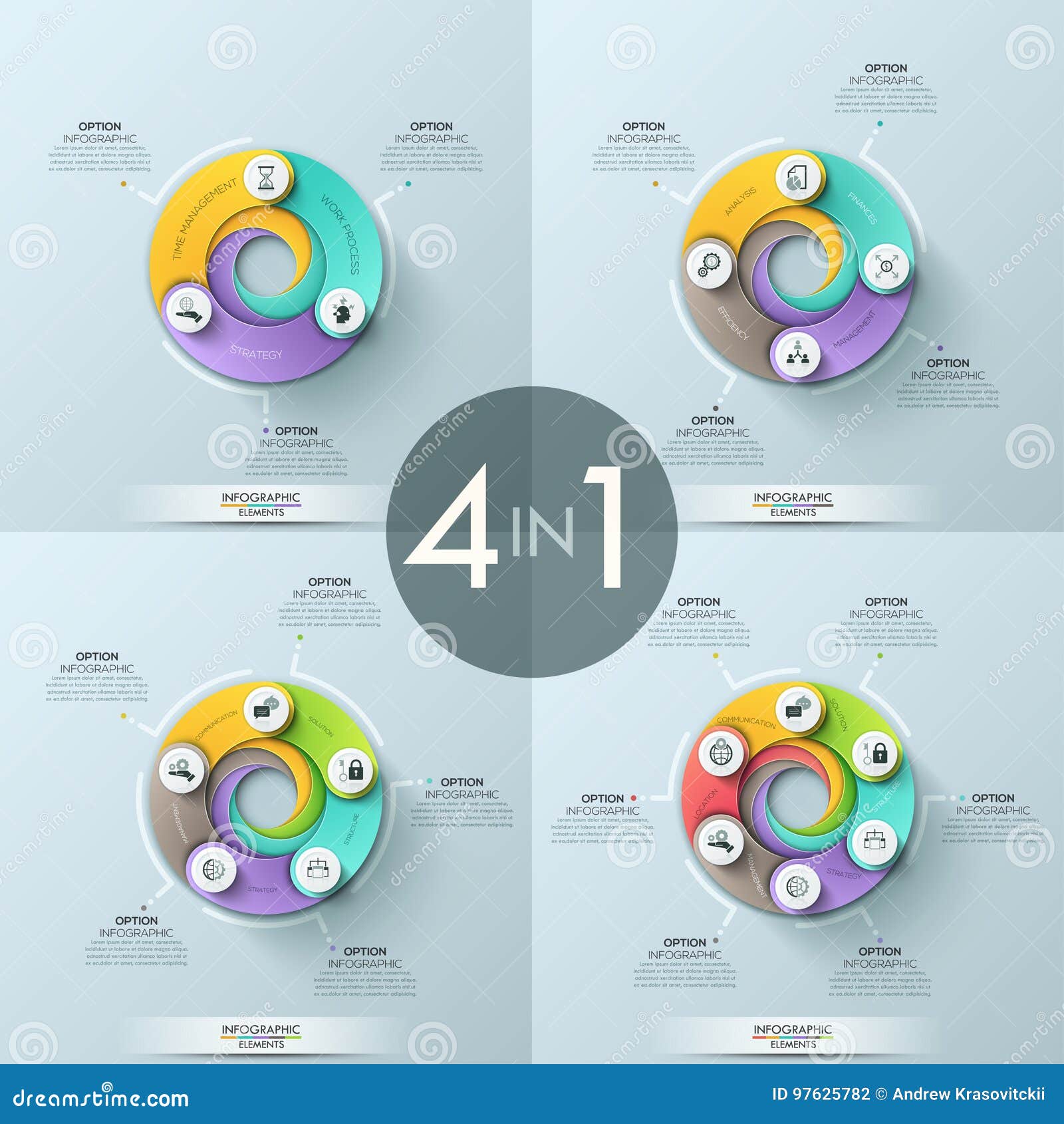 Sistema De 4 Disposiciones De Diseño Infographic Ilustración del Vector ...