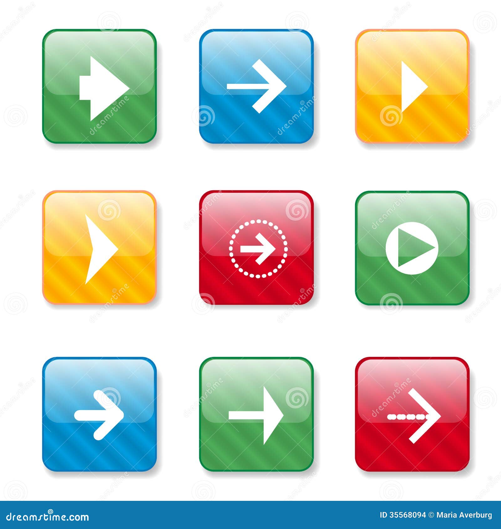 Sistema De Diversas Flechas En Los Botones De Cristal. Ilustración del ...