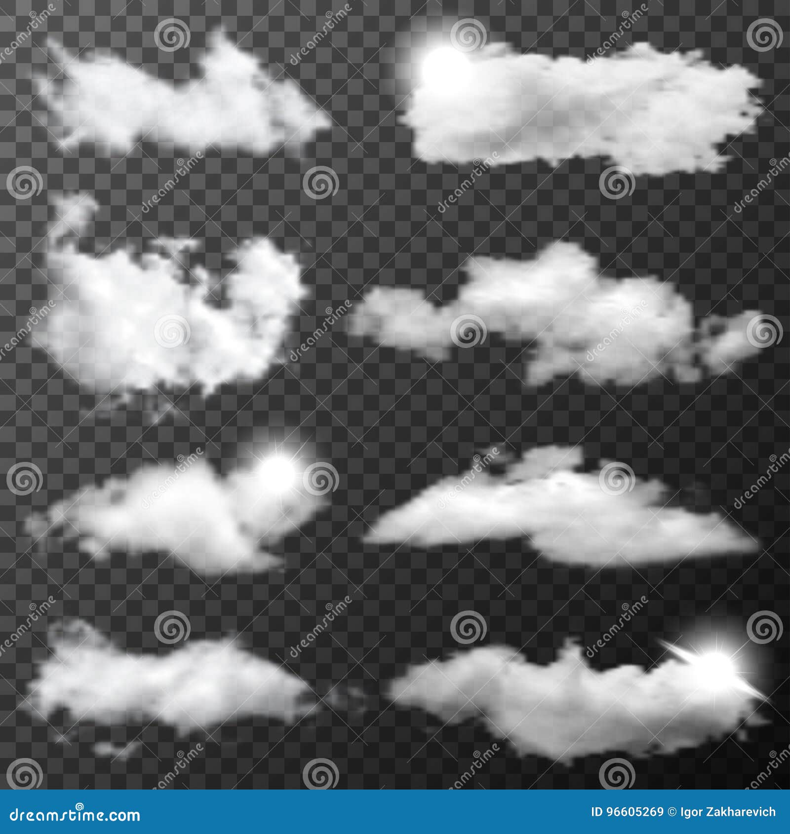 Sistema De Diversas Nubes Transparentes Ilustración del Vector ...