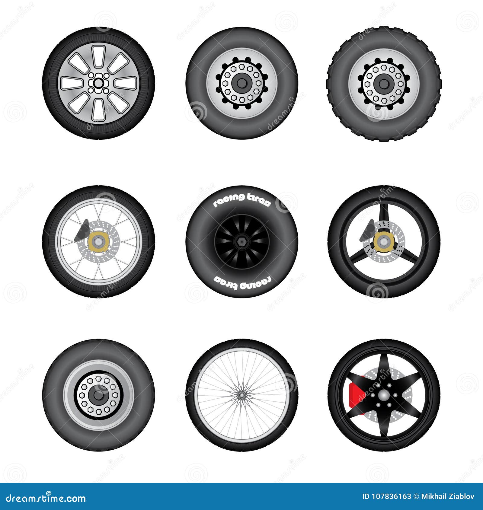 Sistema De Diversas Ruedas Del Transporte Ilustración del Vector ...