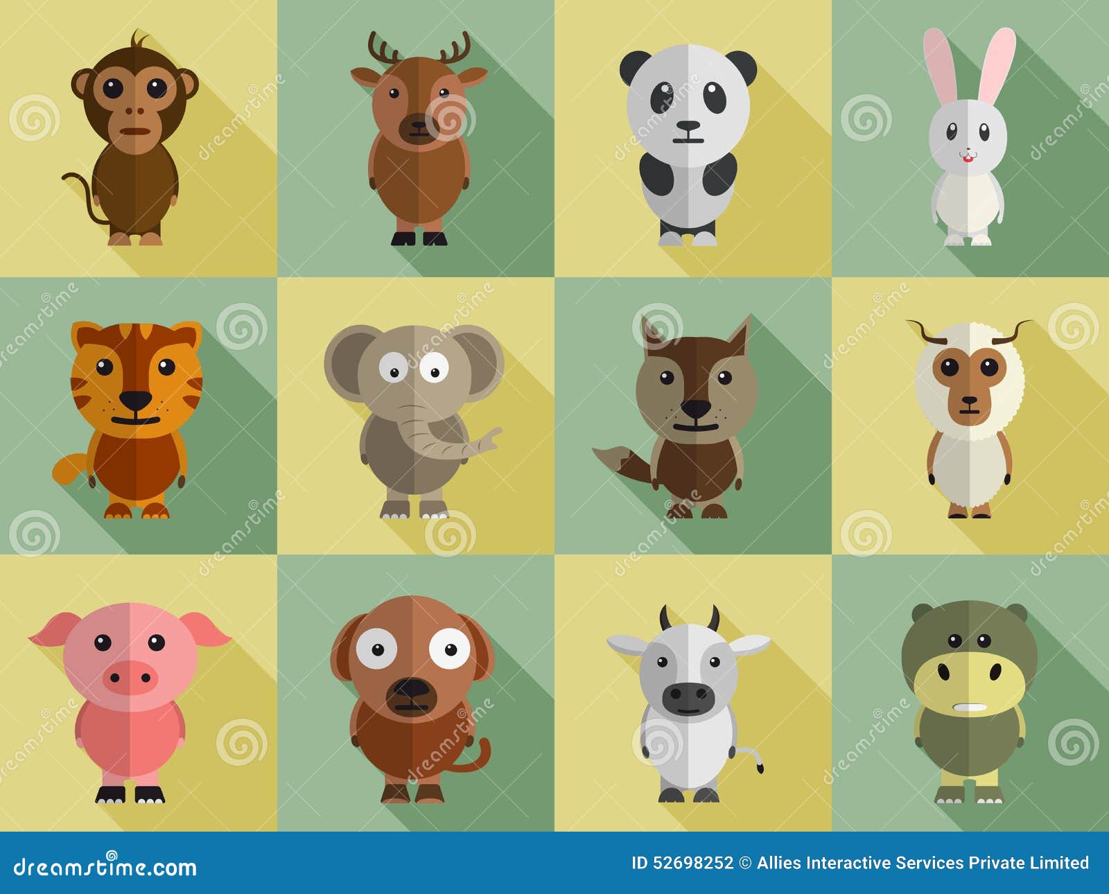 Sistema De Diversos Caracteres Animales Stock de ilustración ...