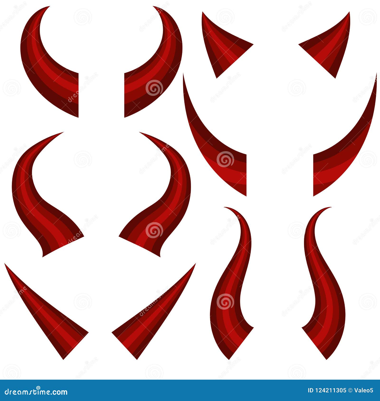 Sistema De Diversos Cuernos Rojos Stock de ilustración - Ilustración de ...