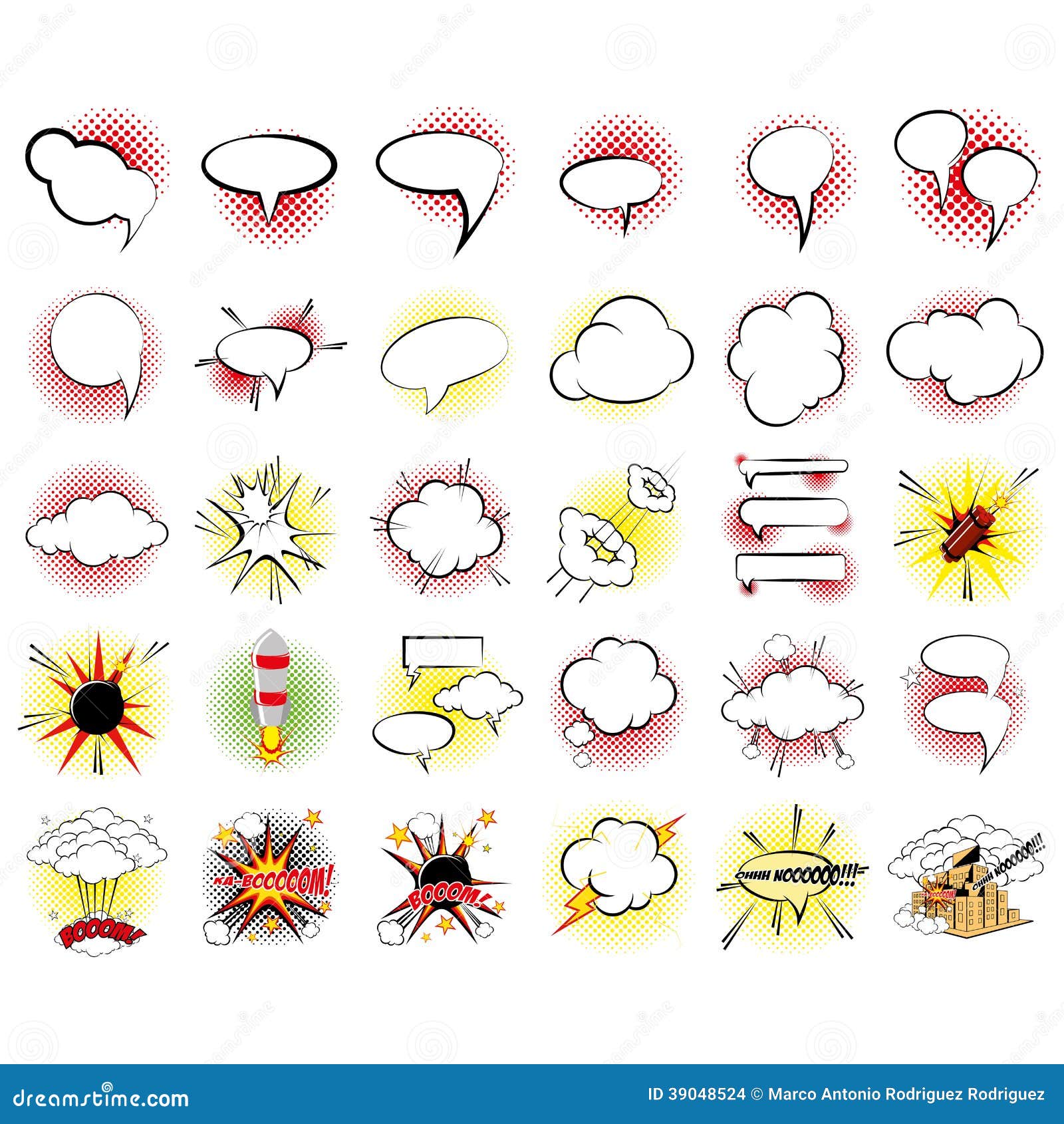 Sistema De Diversos Elementos Del Cómic Aislados Ilustración del Vector ...