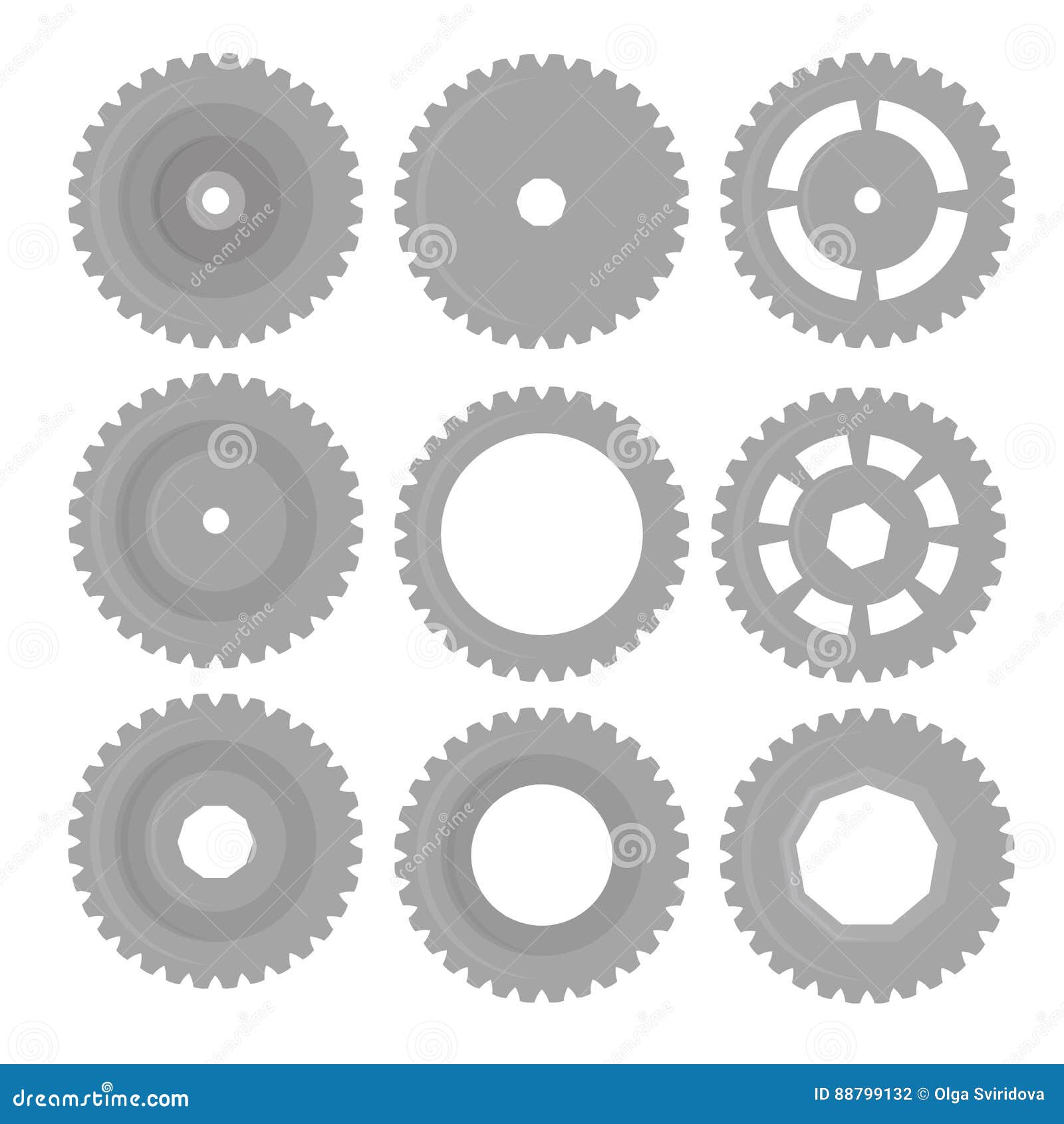 Sistema De Diversos Engranajes Planos Ilustración del Vector ...
