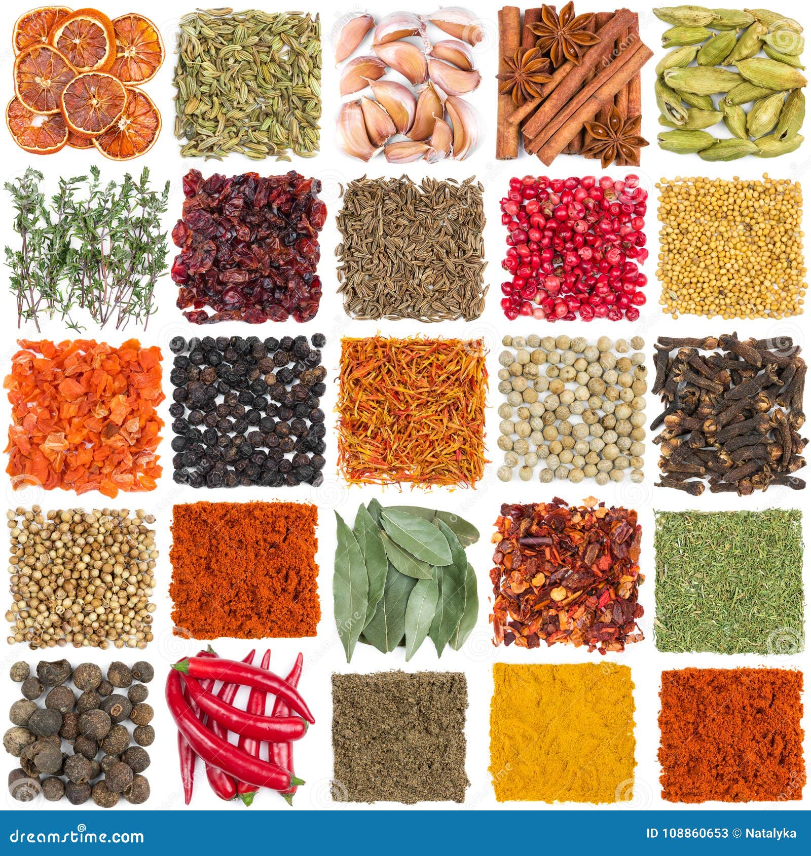 Sistema De Diversos Especias Y Condimentos Imagen de archivo - Imagen ...