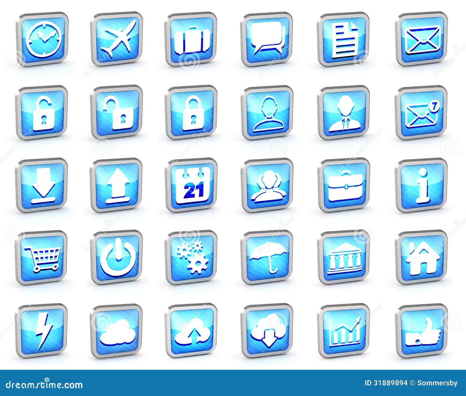 Sistema De Diversos Iconos Rayados Azules Del Web Stock de ilustración ...