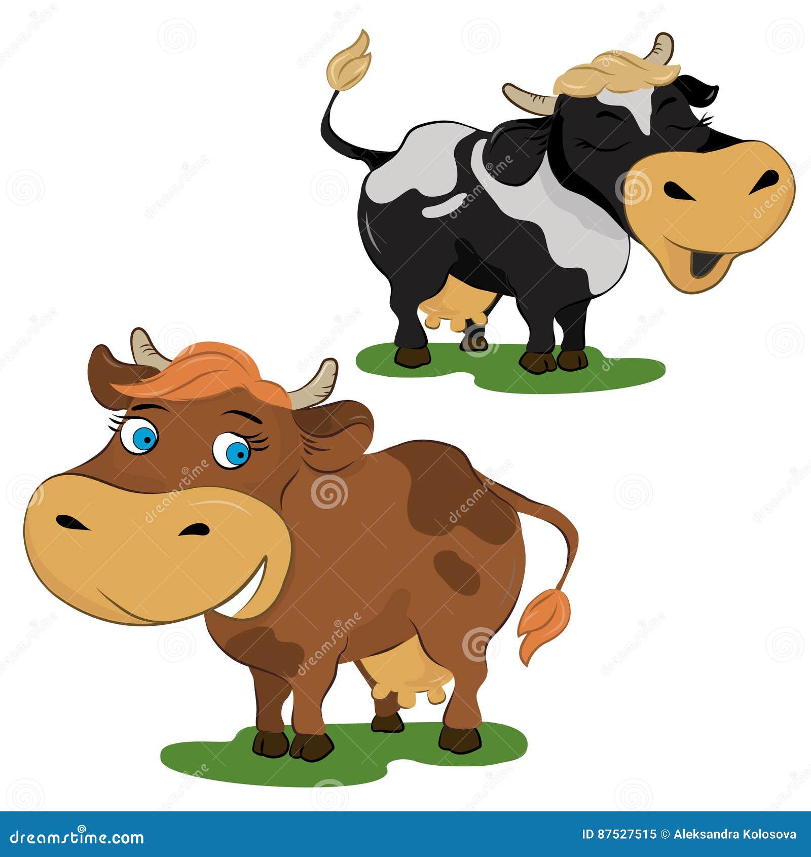 Sistema De Dos Vacas De La Historieta Ilustración del Vector ...