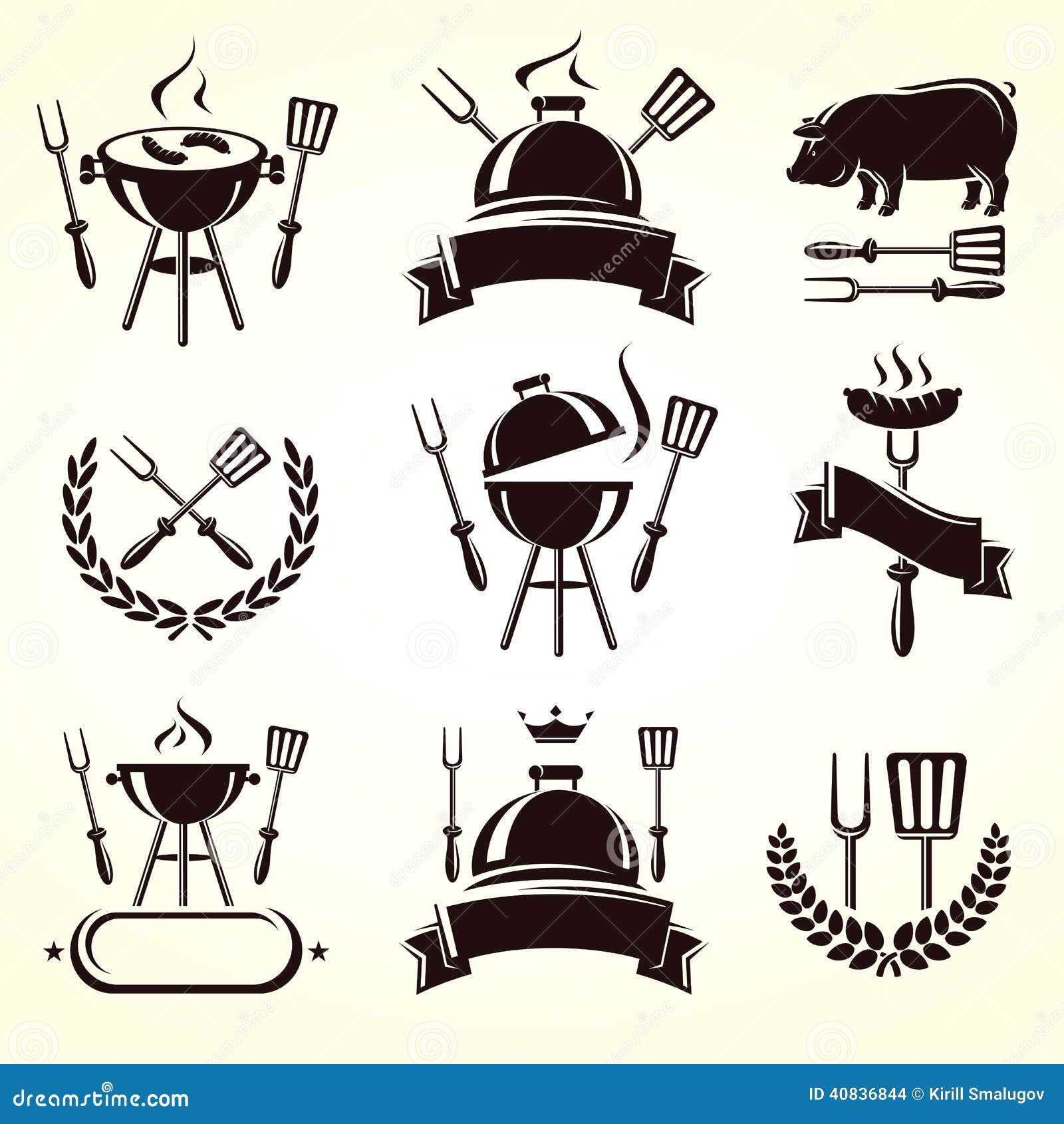 Sistema De Elementos De La Parrilla Vector Ilustración del Vector ...