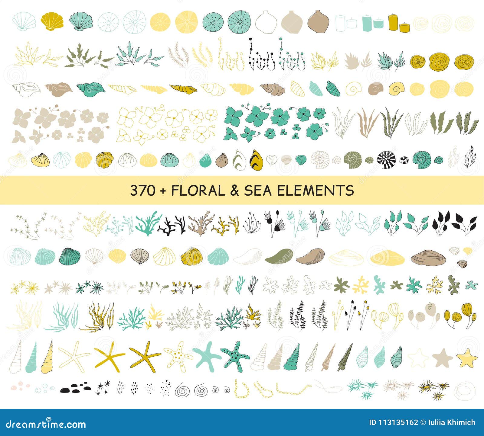 Sistema De Elementos Del Mar Ilustración del Vector - Ilustración de ...