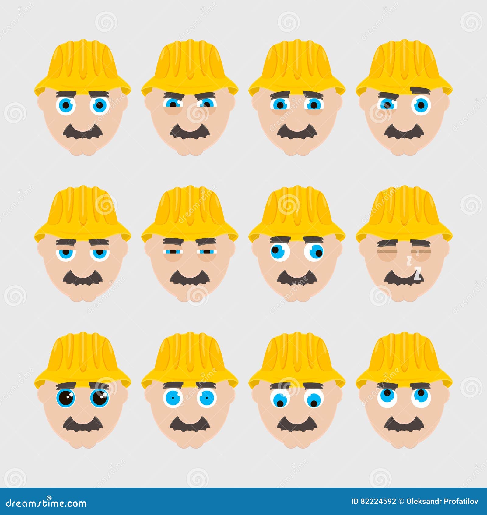 Sistema De Emoticons Lindos Del Constructor Ilustración del Vector ...