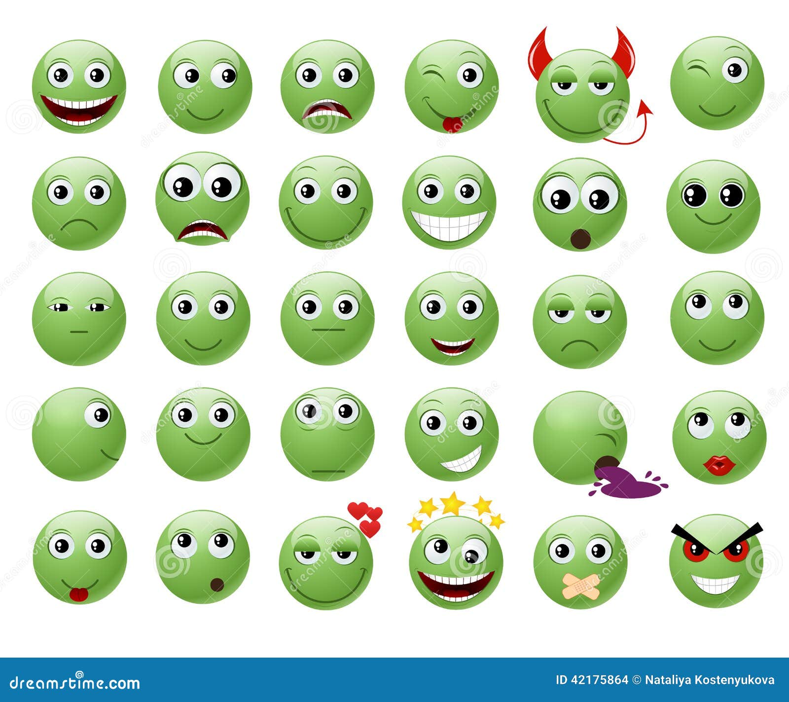 Sistema De Emoticons Verdes Ilustración del Vector - Ilustración de ...