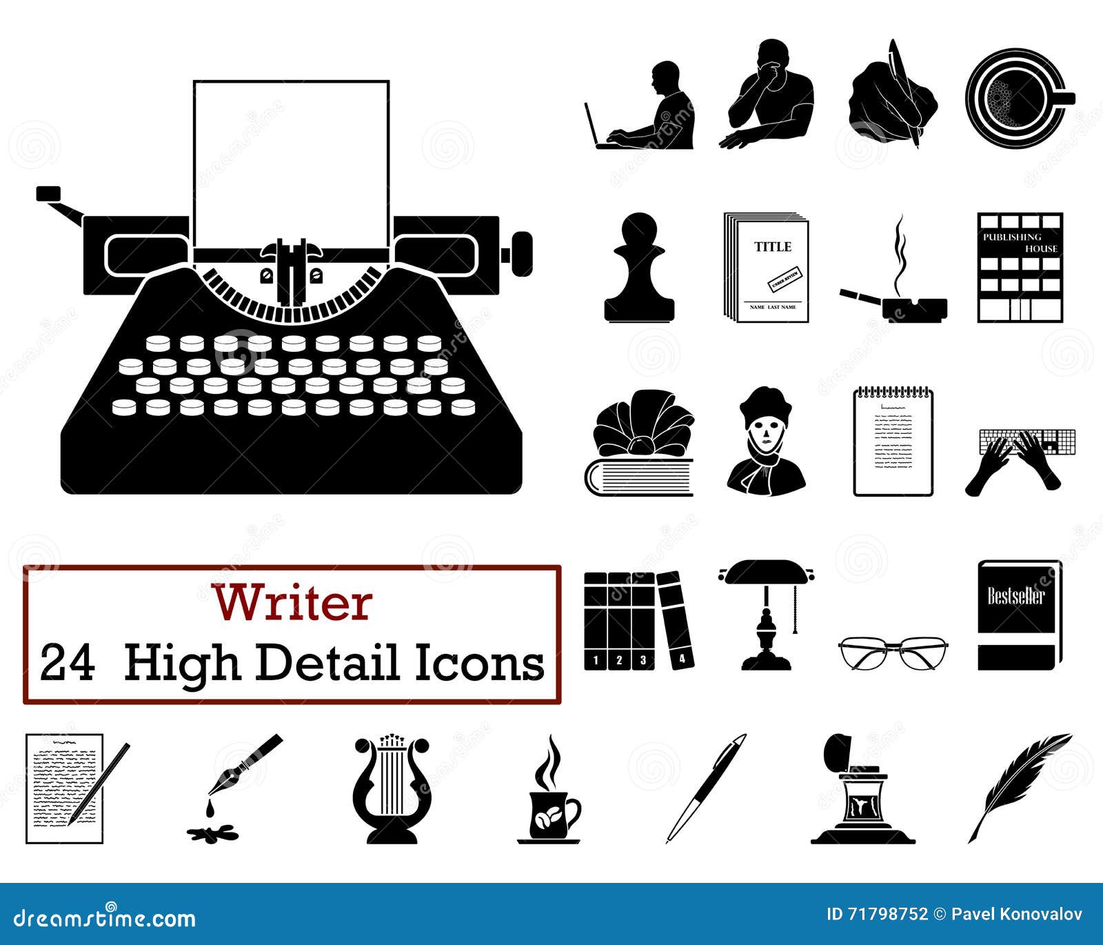 Sistema De 24 Escritores Icons Ilustración del Vector - Ilustración de ...