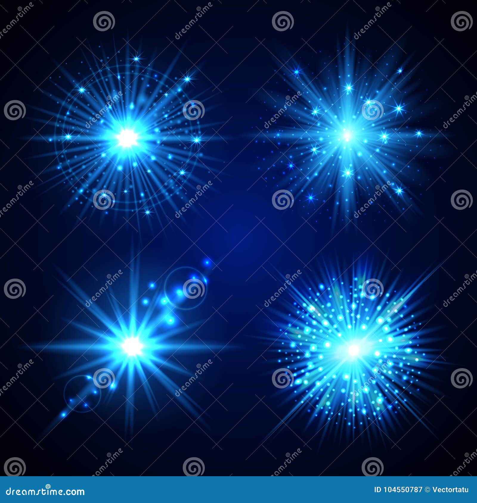 Sistema De Estrellas De Destello Azules Ilustración del Vector ...
