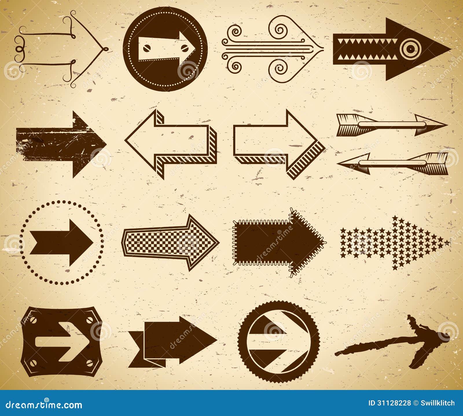 Sistema De Flechas Del Vintage Ilustración del Vector - Ilustración de ...