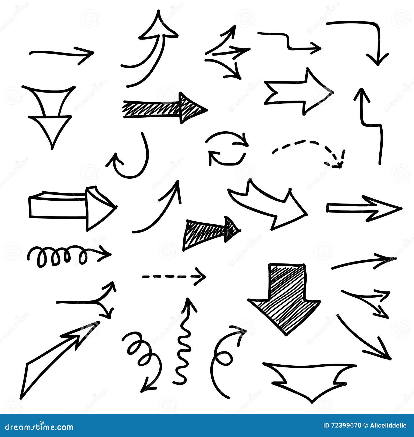 Sistema De Flechas a Mano En El Fondo Blanco Ilustración del Vector ...