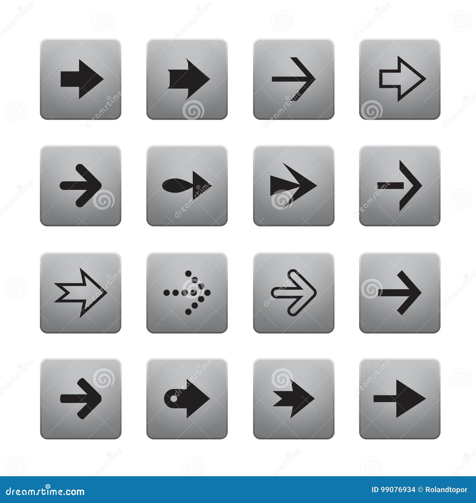 Sistema De Flechas Negras En Botones Grises Ejemplo E Iconos Del Vector ...