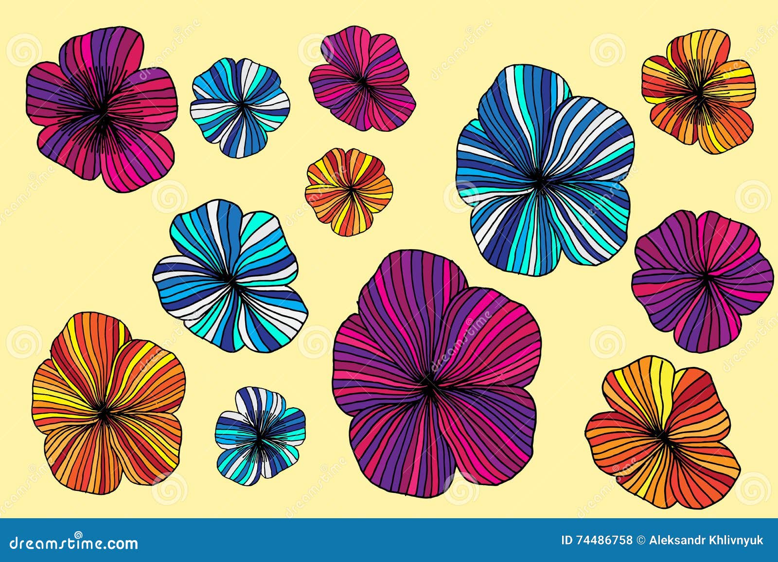 Sistema De Flores Vectorizadas Stock De Ilustración Ilustración De