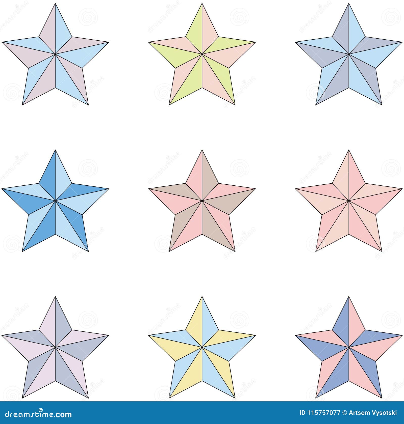 Sistema De Formas De La Estrella Con Diverso Color Ilustración del ...
